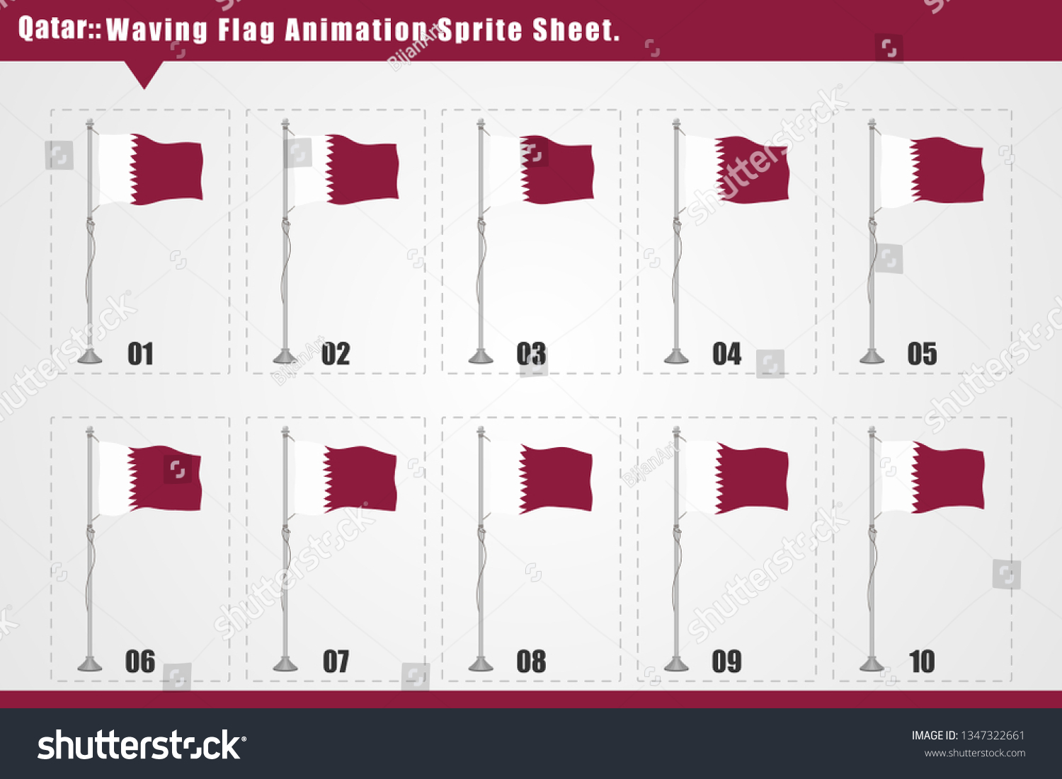 Vector Qatar Waving Flag Animation Sequence: vector de stock (libre de ...