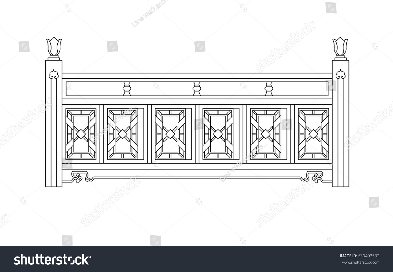 Vector Railing Line Work Black Paint: vector de stock (libre de ...