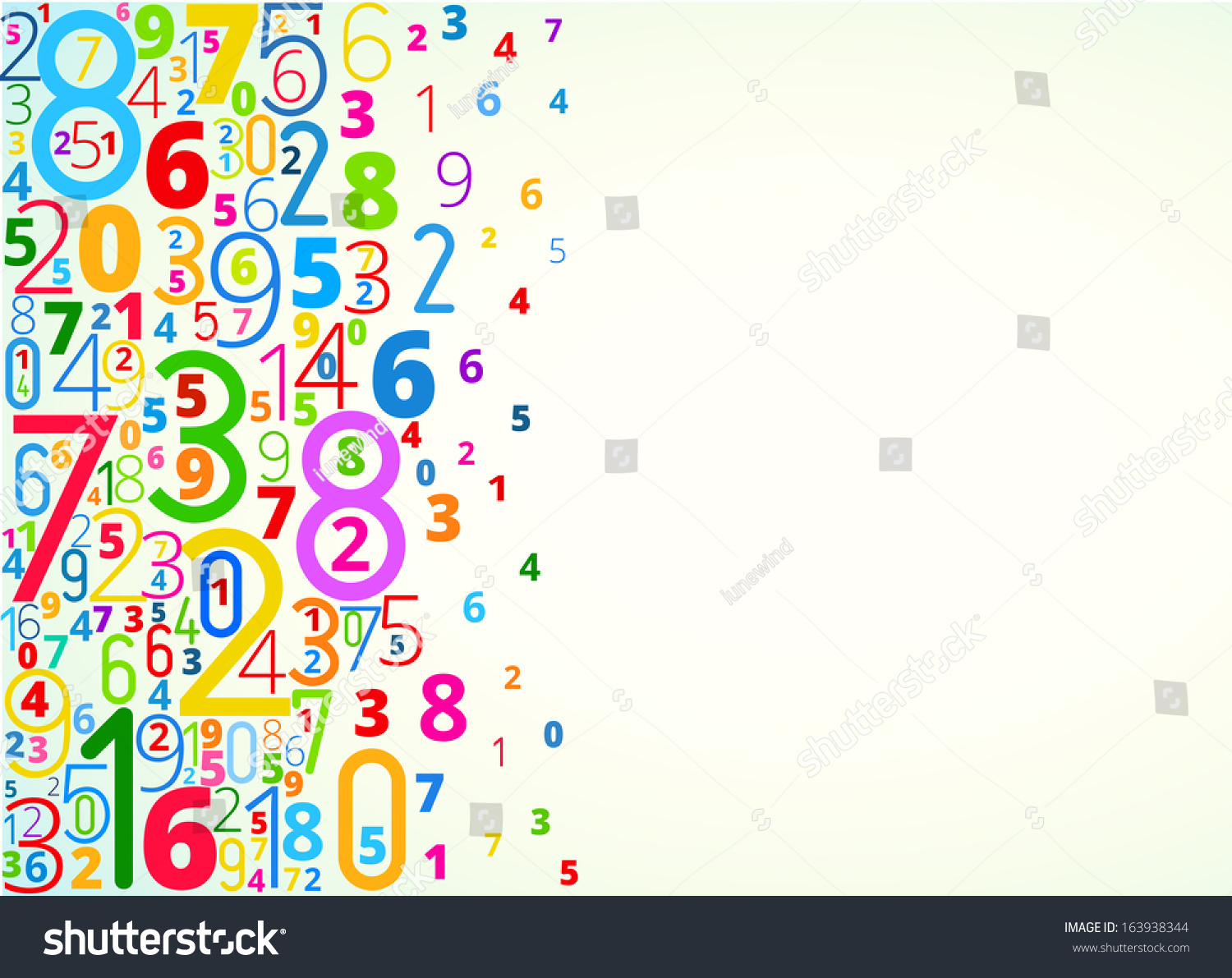 Vector Rainbow Colored Background Numbers Copy Stock Vector (Royalty ...