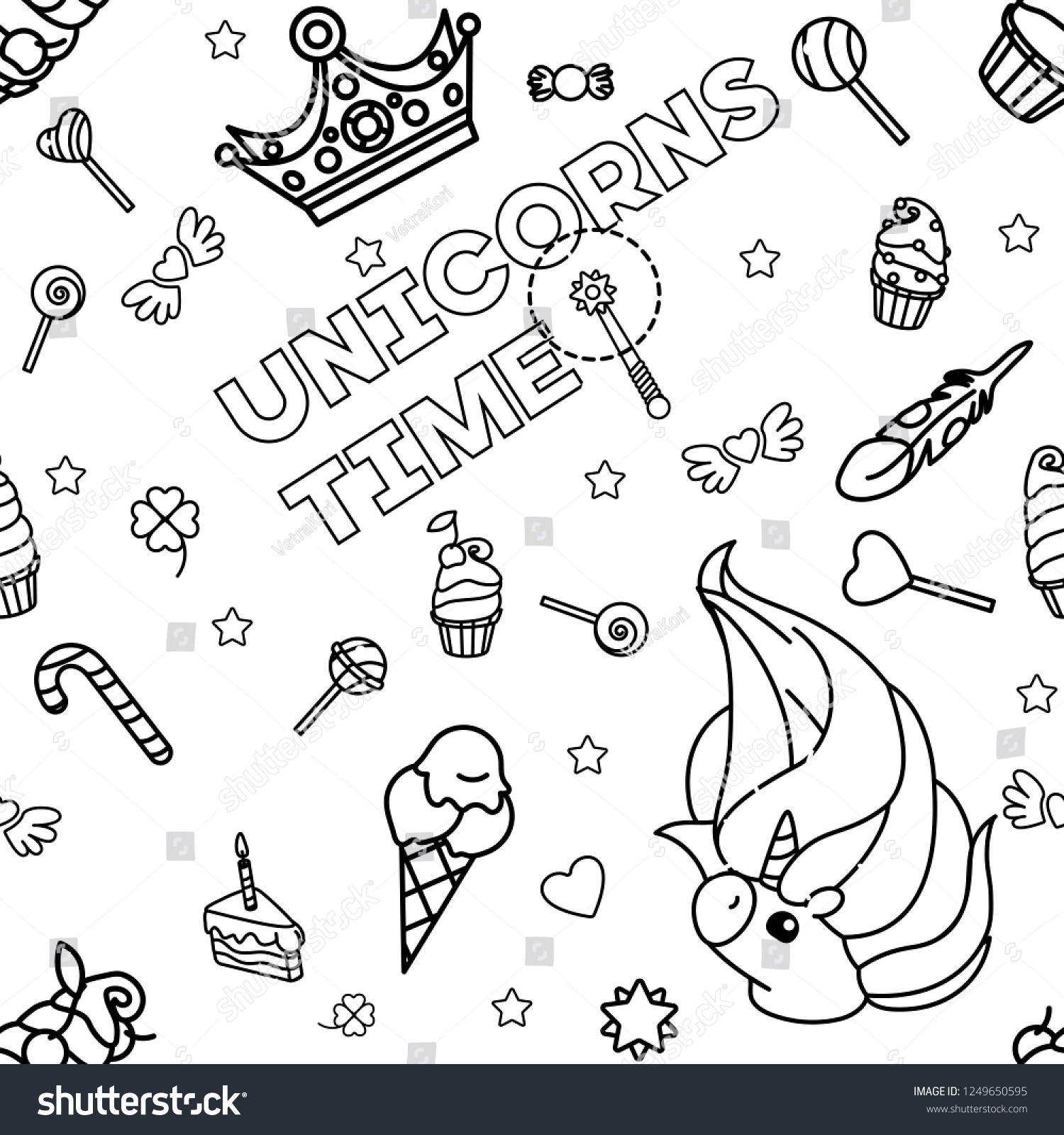 Vector Rainbow Unicorn Pattern Coloring Book Stock Vector (Royalty Free ...