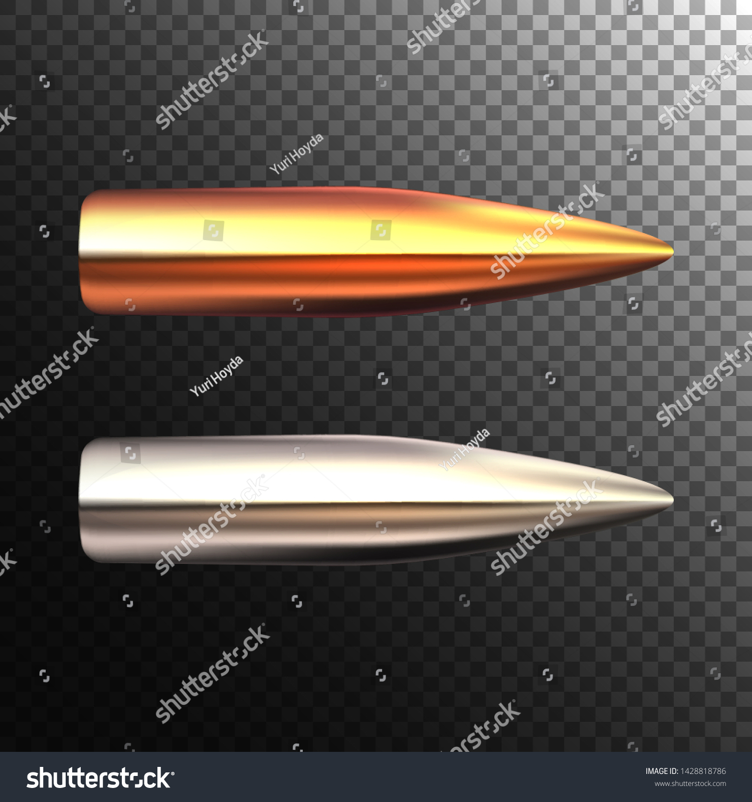 Vector Realistic Bullet On Transparent Background: เวกเตอร์สต็อก (ปลอด ...