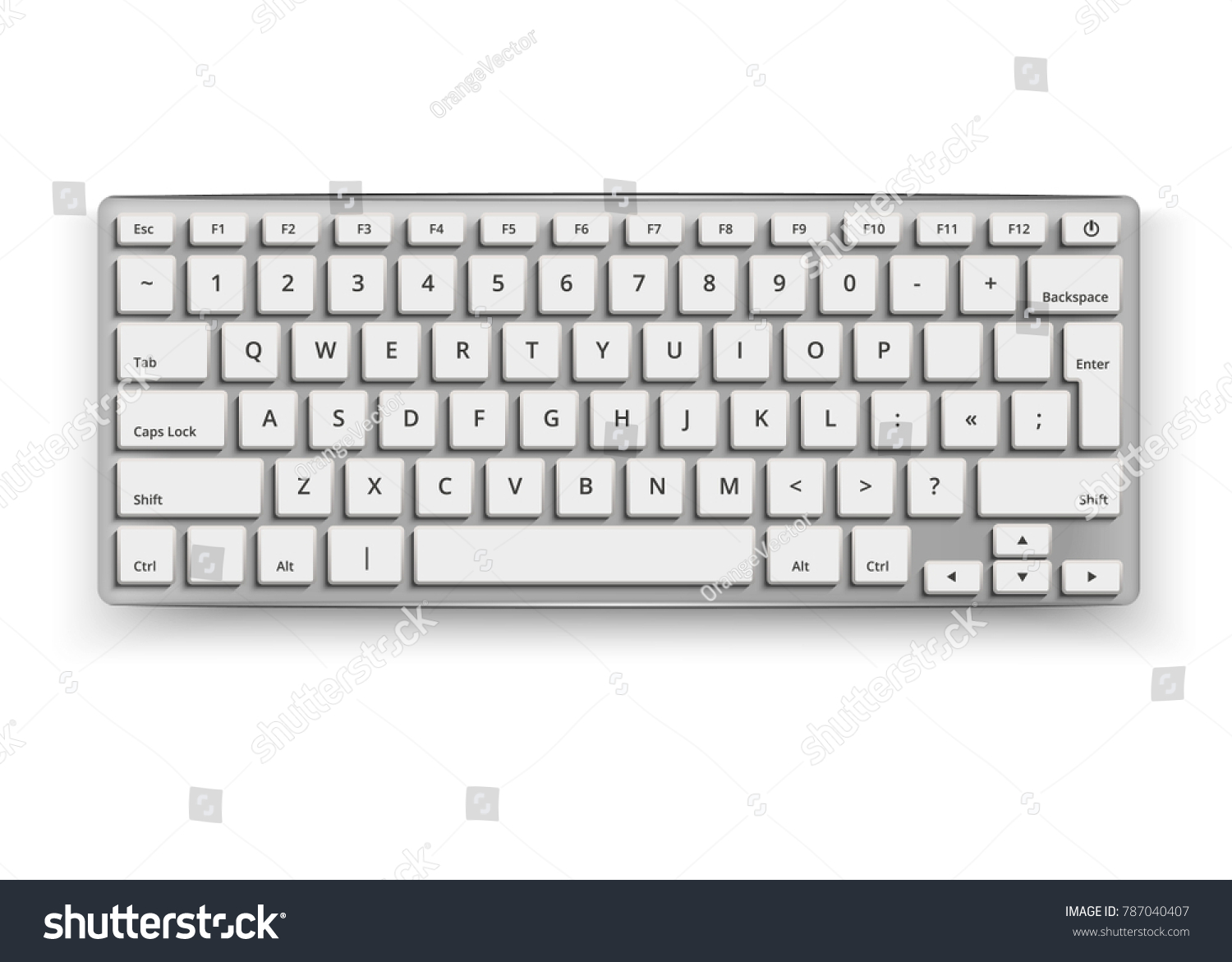 Vector Realistic Desktop Keyboard Mockup 3d Stock Vector Royalty Free