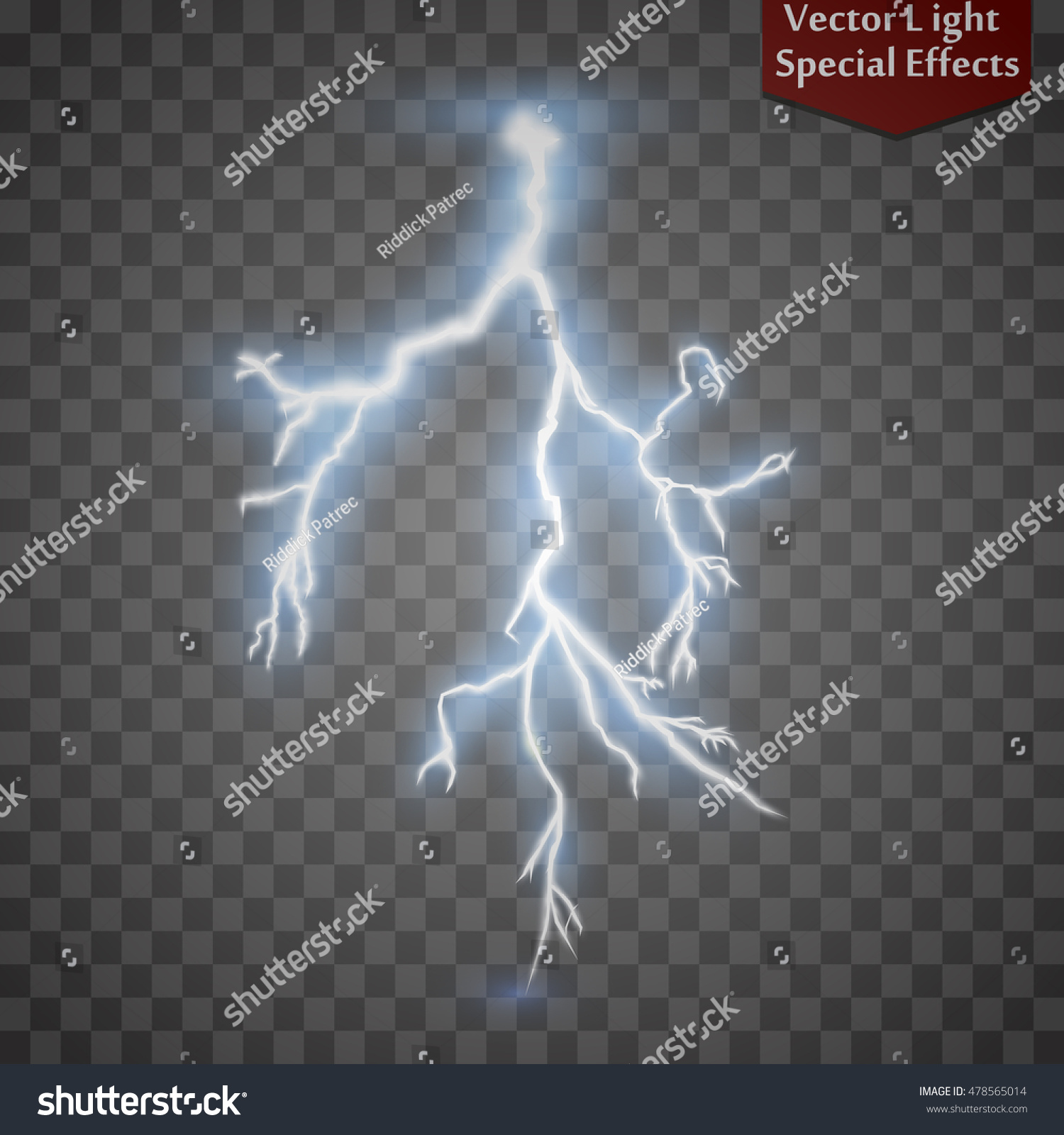Vector Realistic Lightnings Thunderbolt On Transparent: เวกเตอร์สต็อก ...