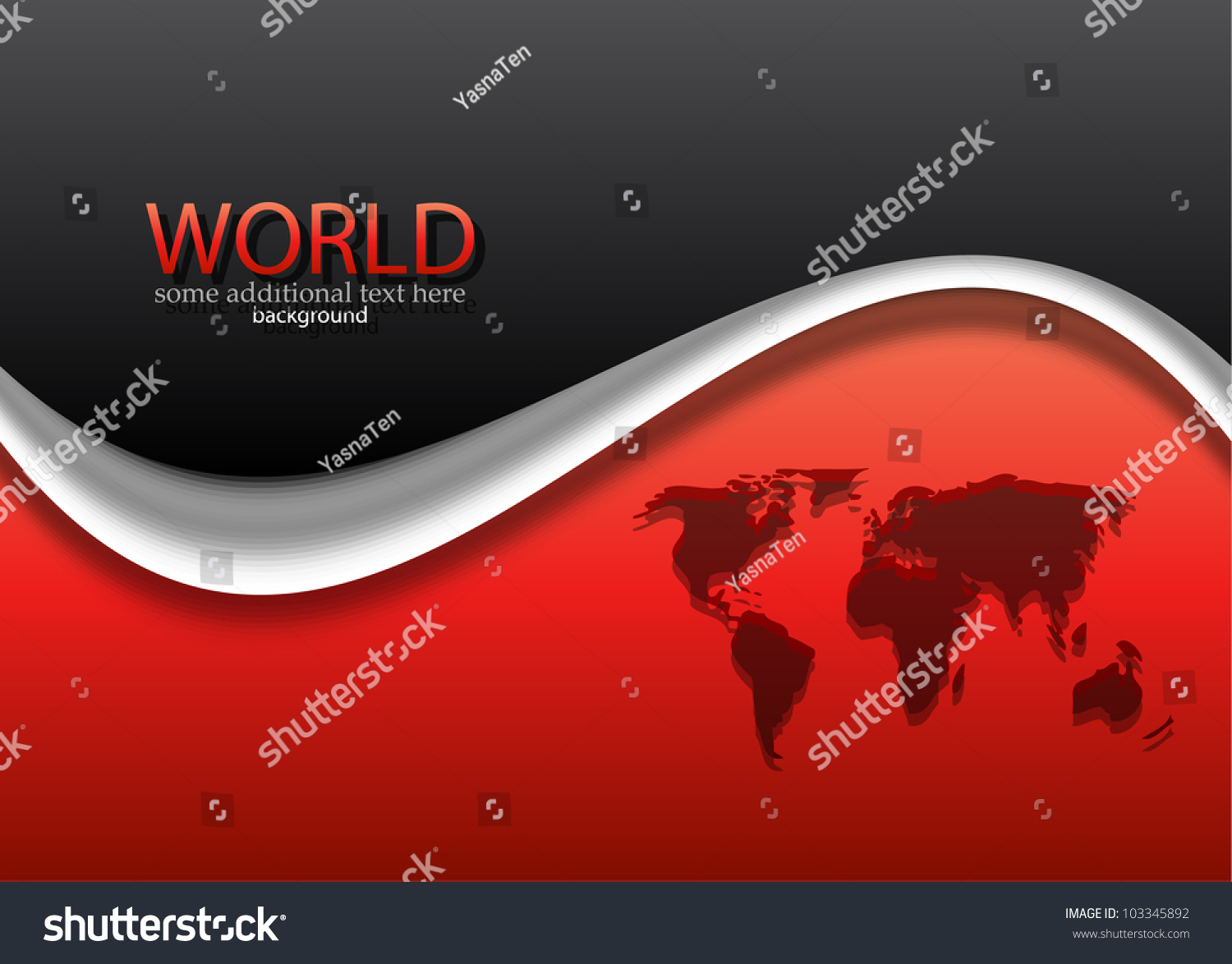 Vector Red Black World Map Wave Stock Vector (Royalty Free) 103345892