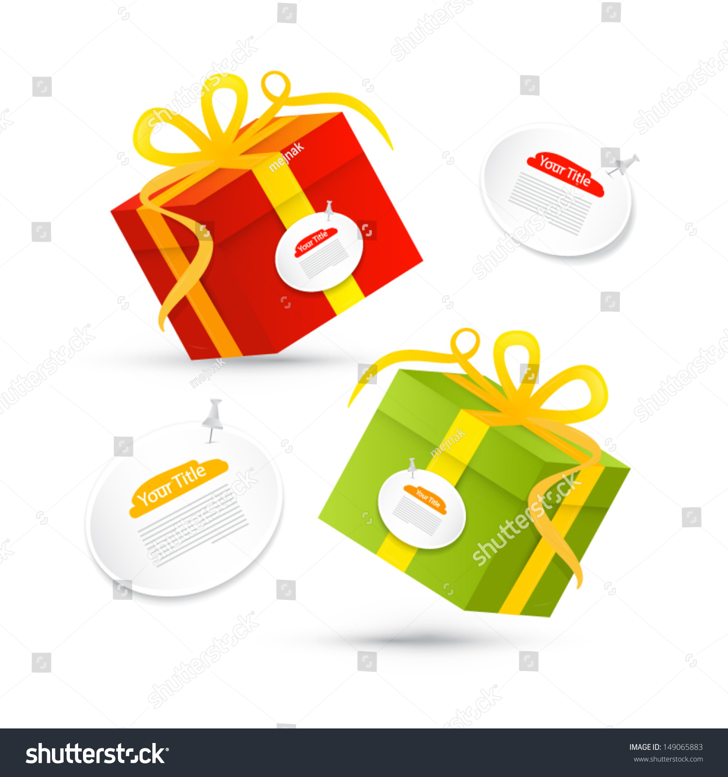 Vector Red Green Present Boxes Labels Stock Vector (Royalty Free) 149065883
