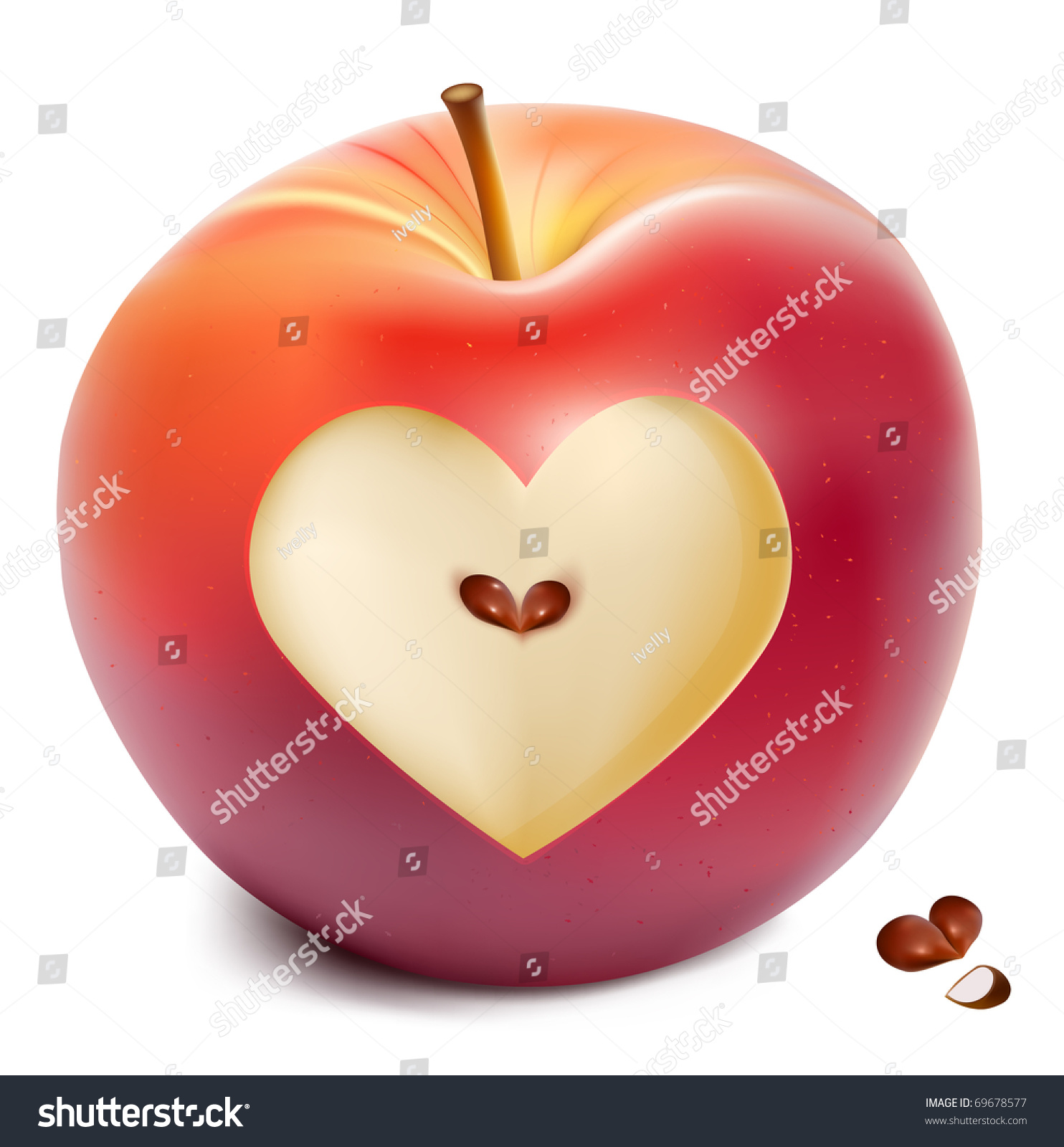 Vector Red Apple Heart Symbol Stock Vector (Royalty Free) 69678577