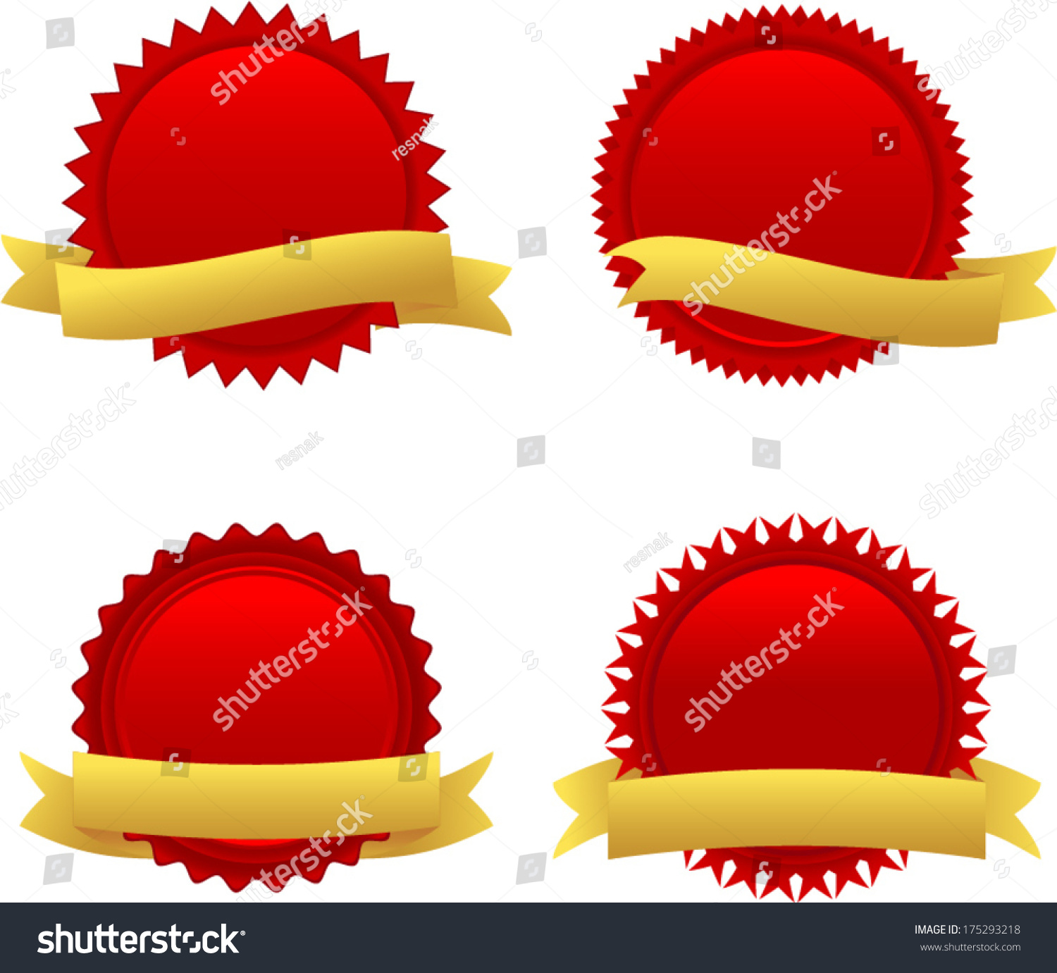 Vector Red Badges Ribbons Separate Layers Stock Vector (Royalty Free ...