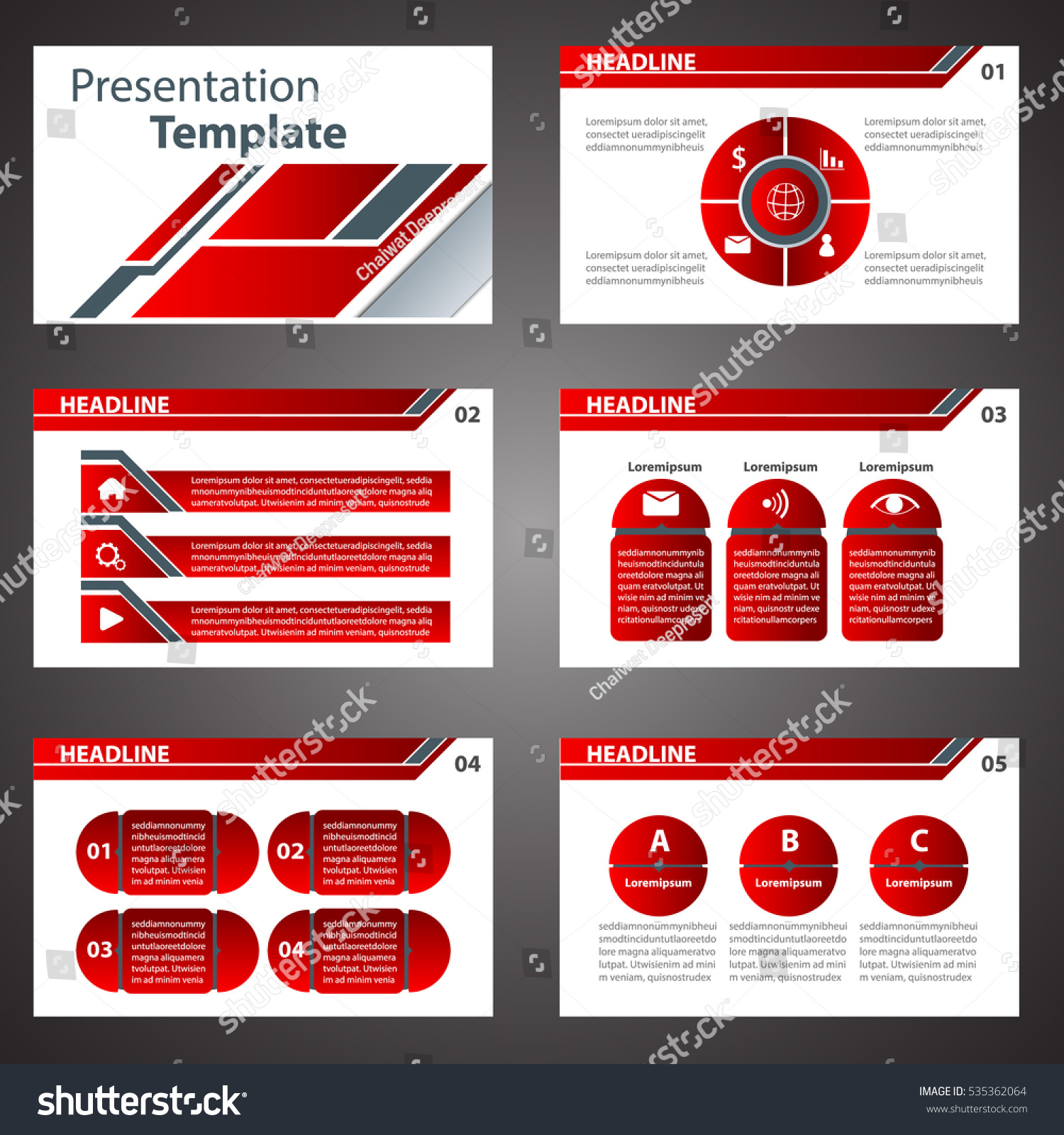 Vector Red Business Blue Presentation Template Stock Vector 535362064 ...