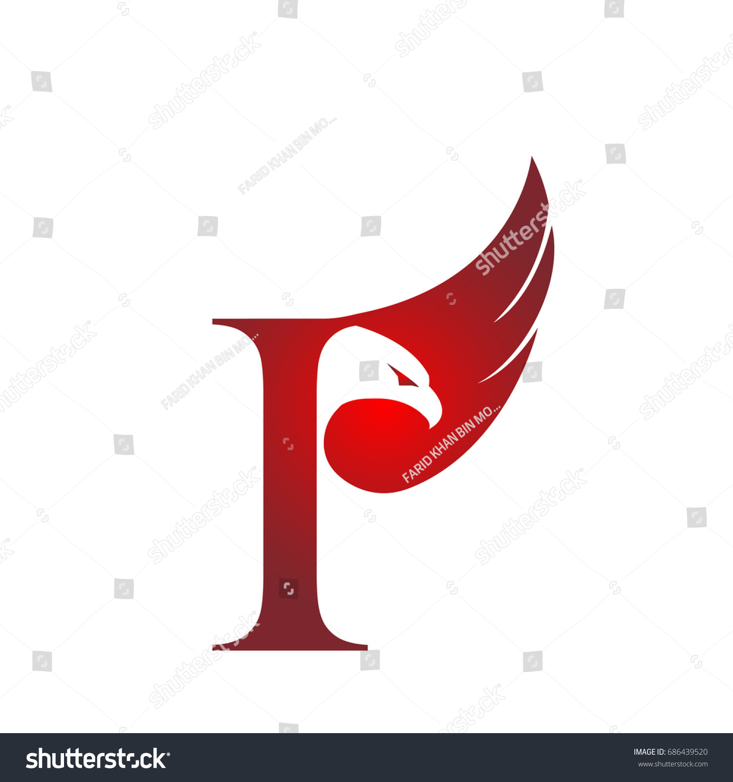 Vector Red Eagle Single Letter Logo Stock Vector (Royalty Free ...