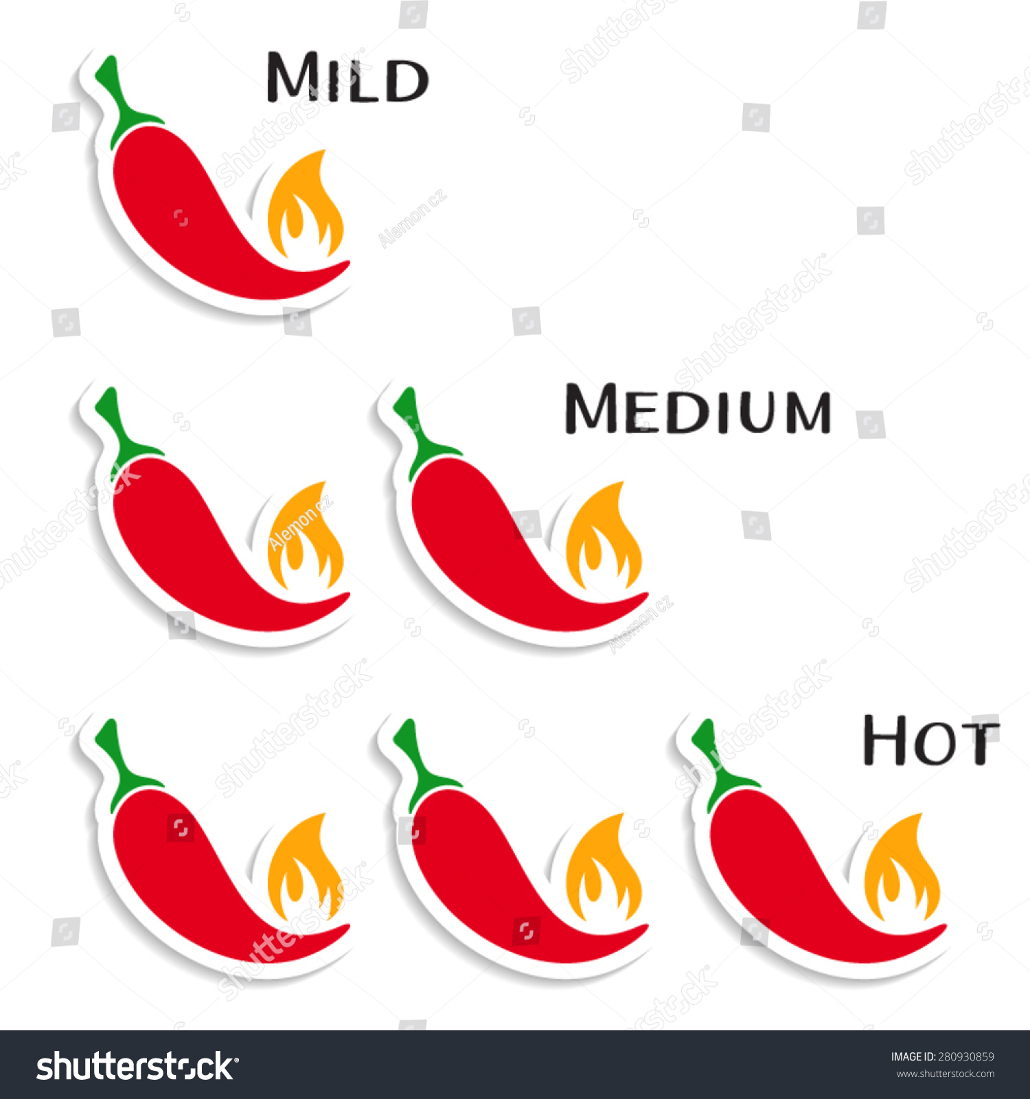 Vector Red Hot Chilli Peppers Mild Stock Vector 280930859 - Shutterstock