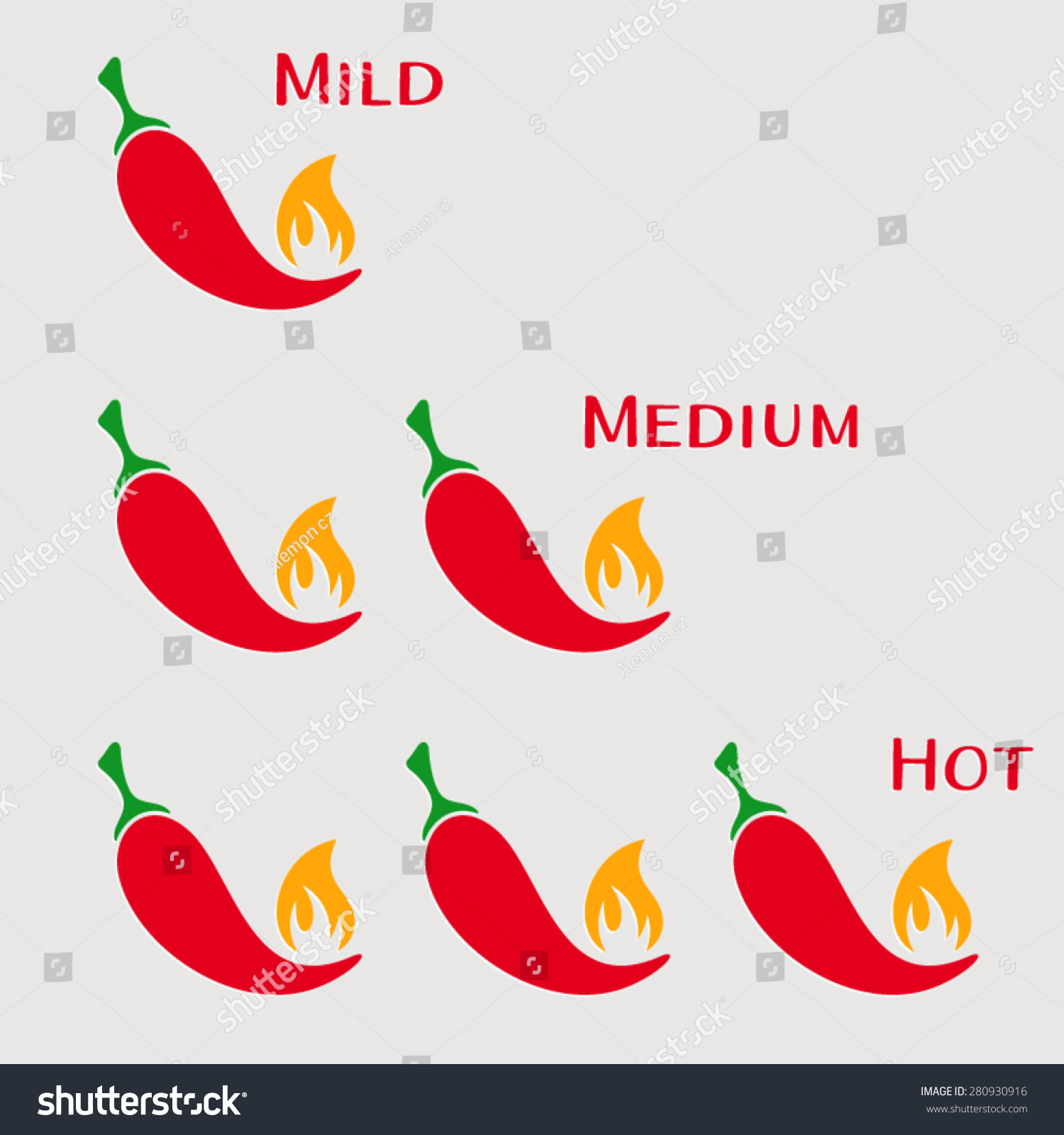 Vector Red Hot Chilli Peppers Mild Stock-vektorgrafik 280930916 ...