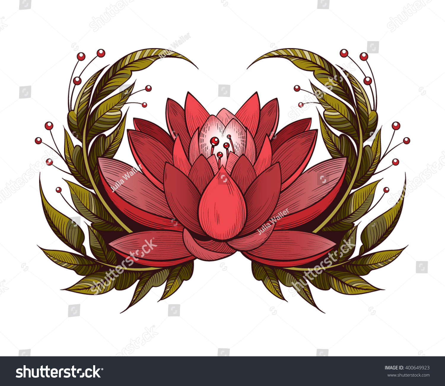 Vector Red Lotus Illustration Stock Vector (Royalty Free) 400649923