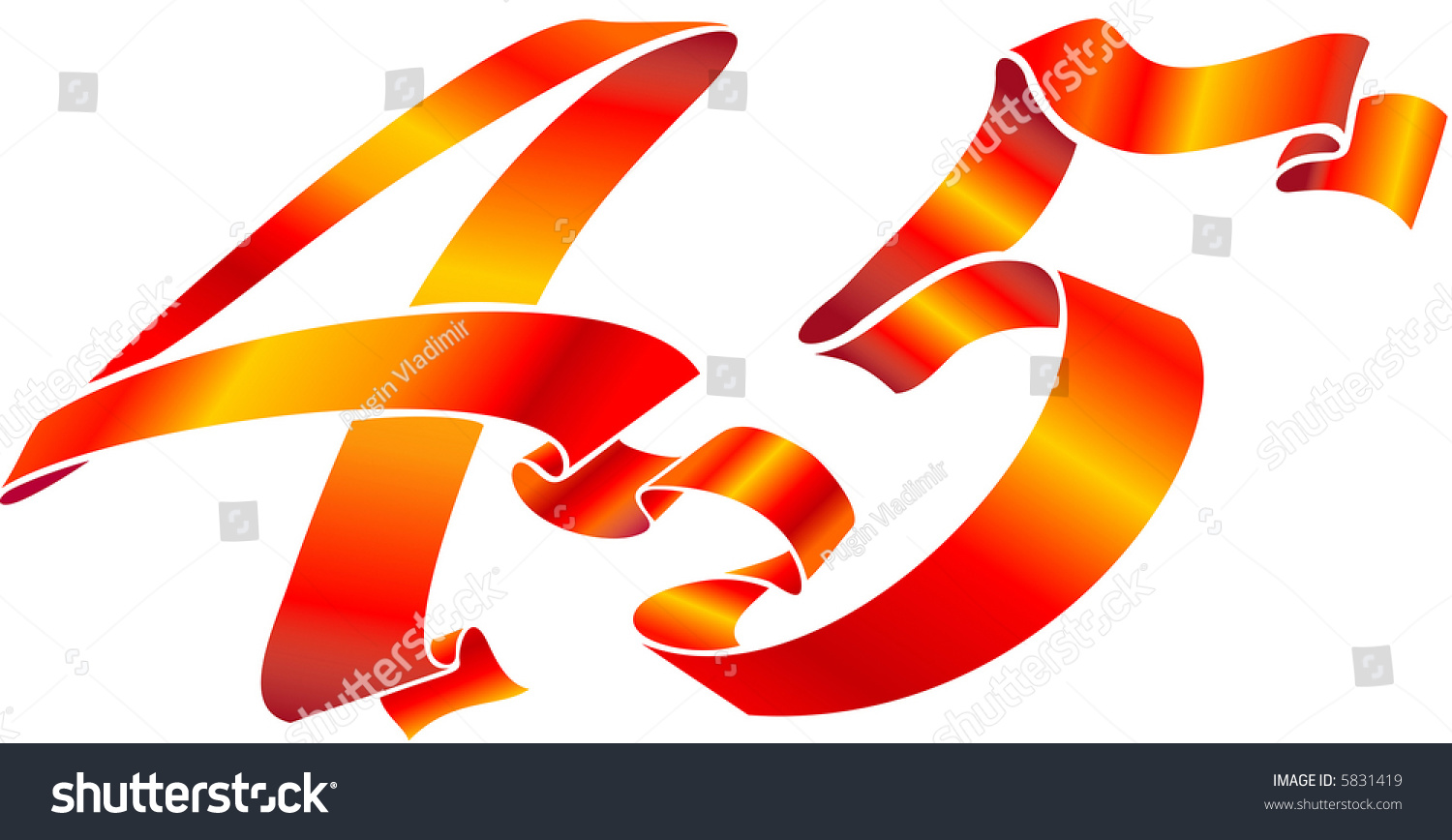 Vector Red Ribbon Formed The 45 Number - 5831419 : Shutterstock