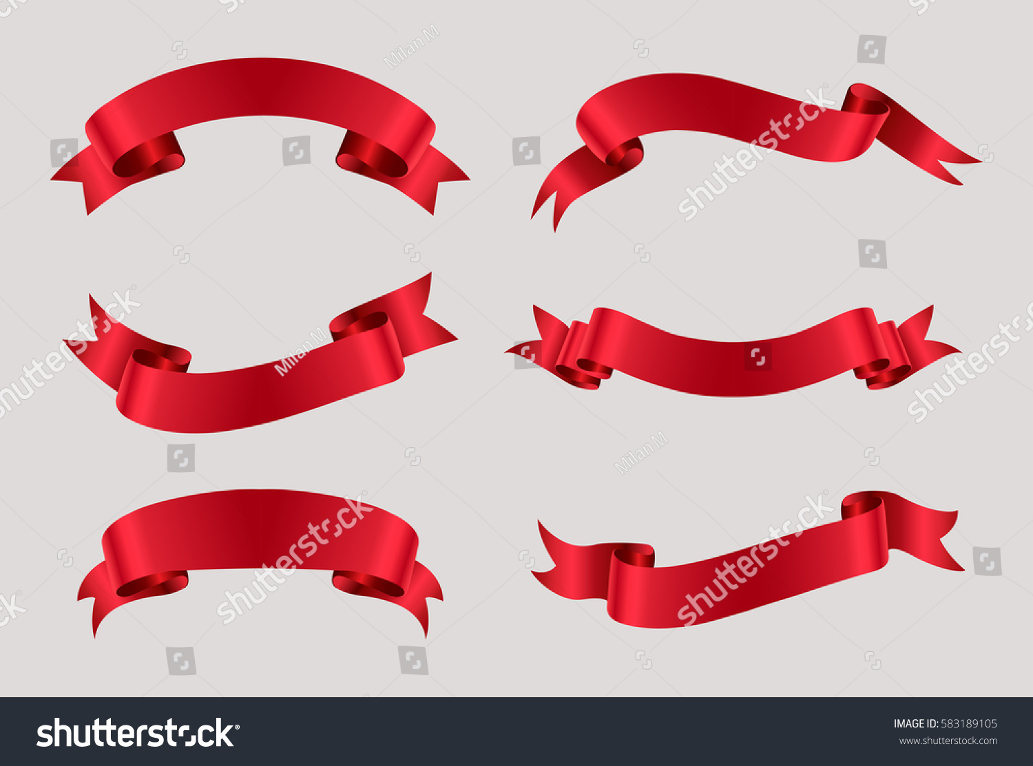 Vector Red Ribbonsribbon Banner Set Stock Vector (Royalty Free ...