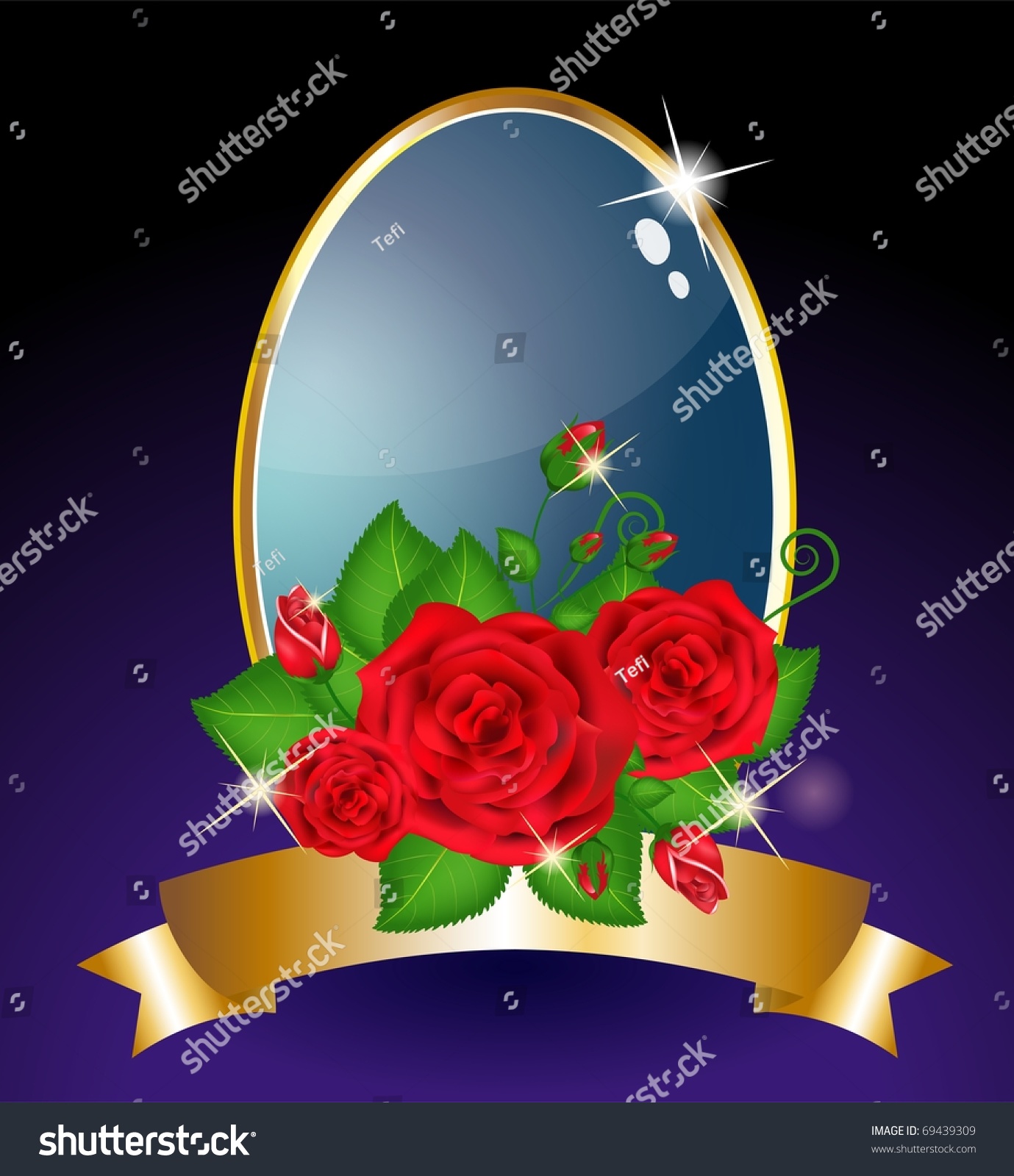 Vector Red Roses Card Stock Vector (Royalty Free) 69439309
