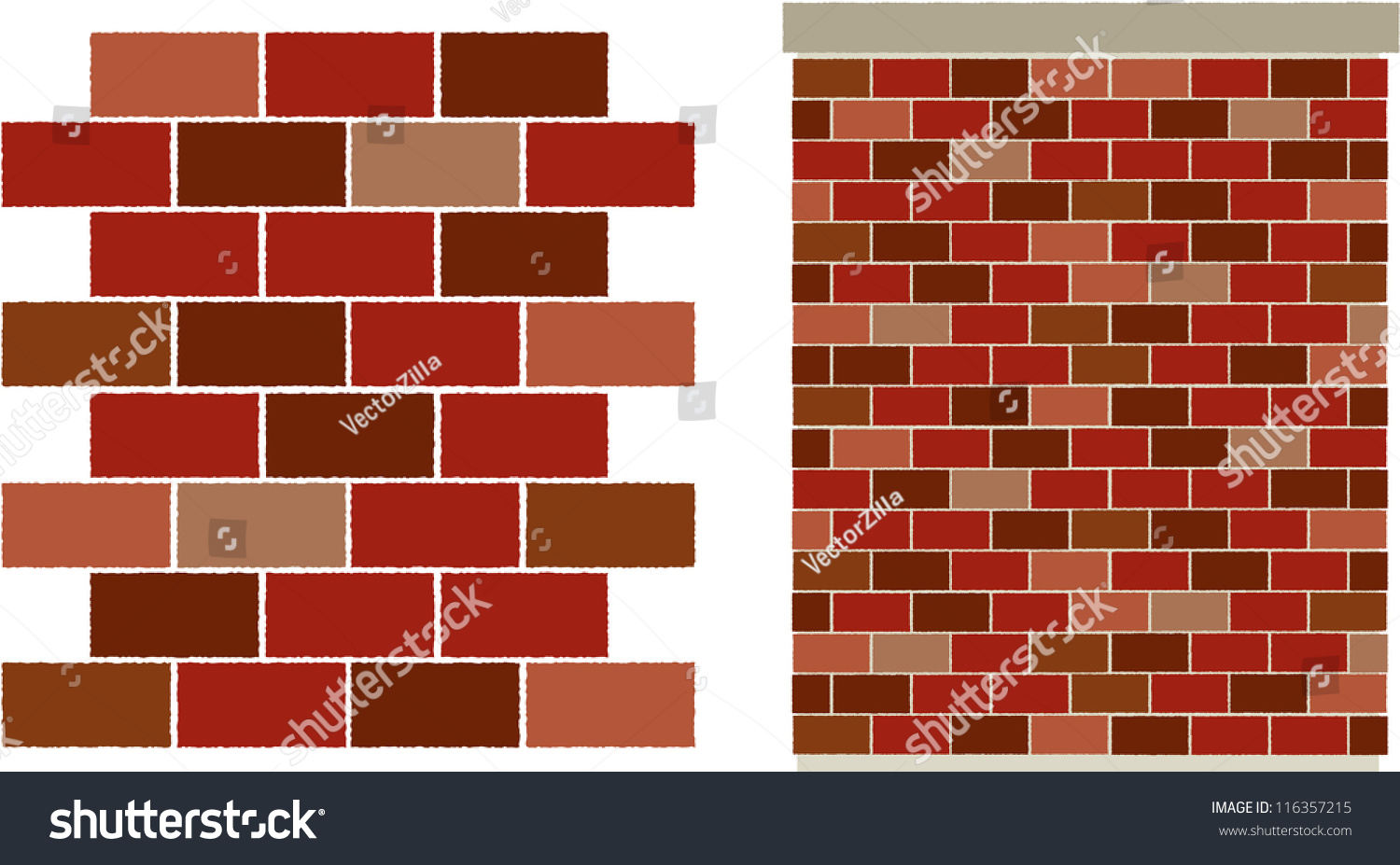 Vector Red Varied Brick Wall Pattern Stock Vector (Royalty Free) 116357215