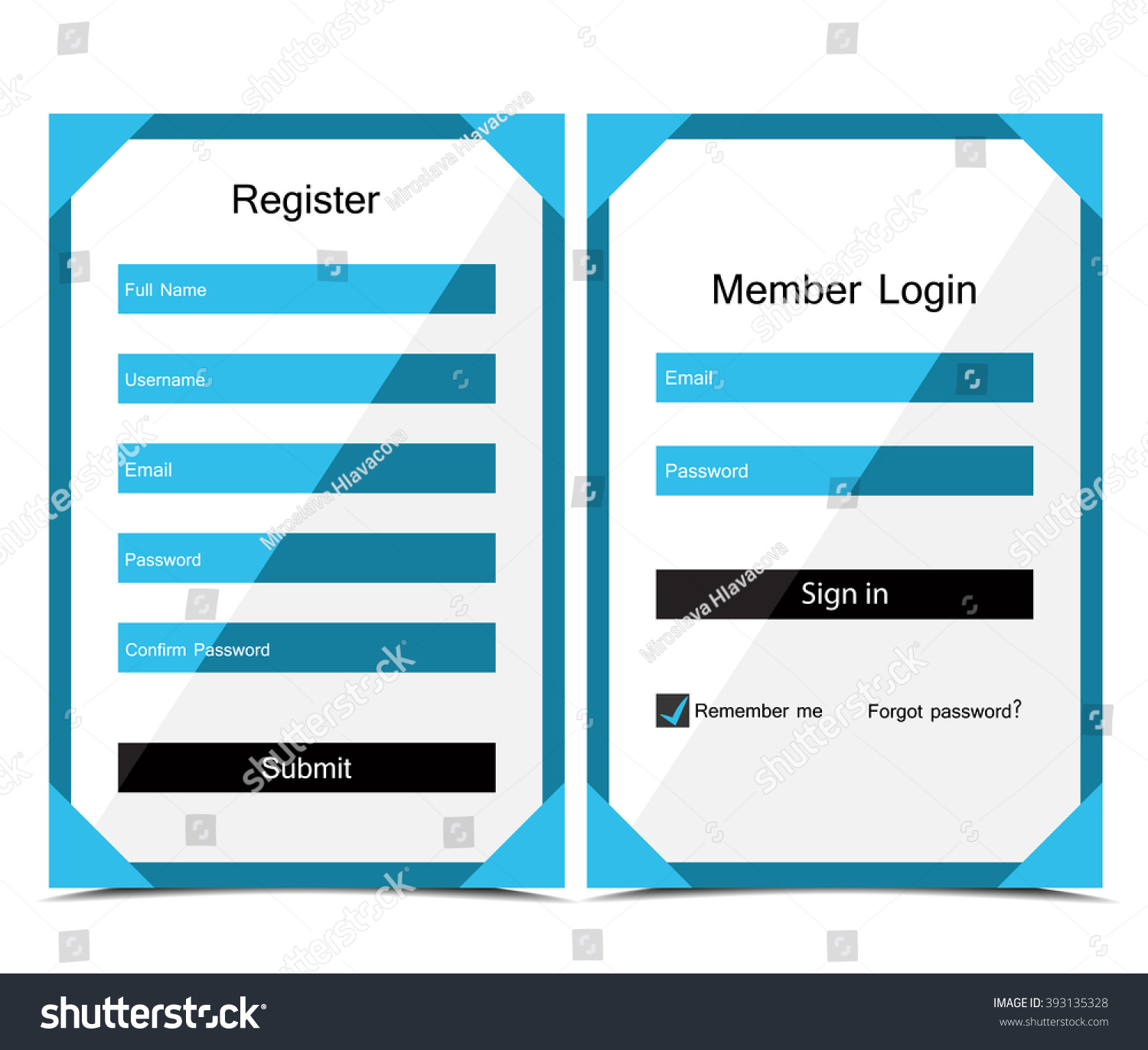 Vector Registration Login Form Flat Ui Stock Vector (Royalty Free ...