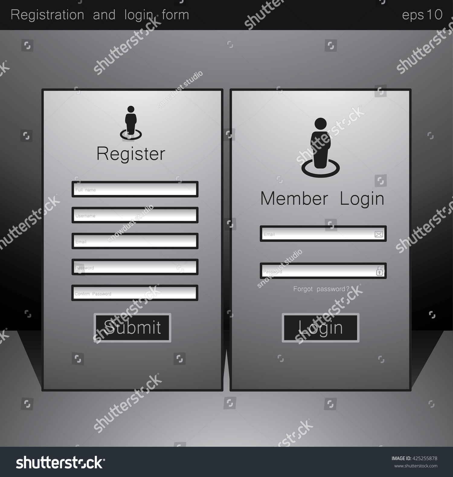 Vector Registration Login Form Ui Design: vector de stock (libre de ...