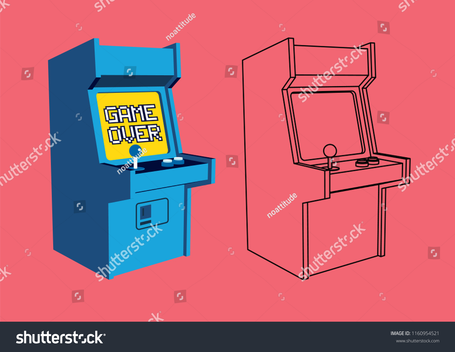 Vector Retro Arcade Game Machine Outline Stock Vector (Royalty Free ...