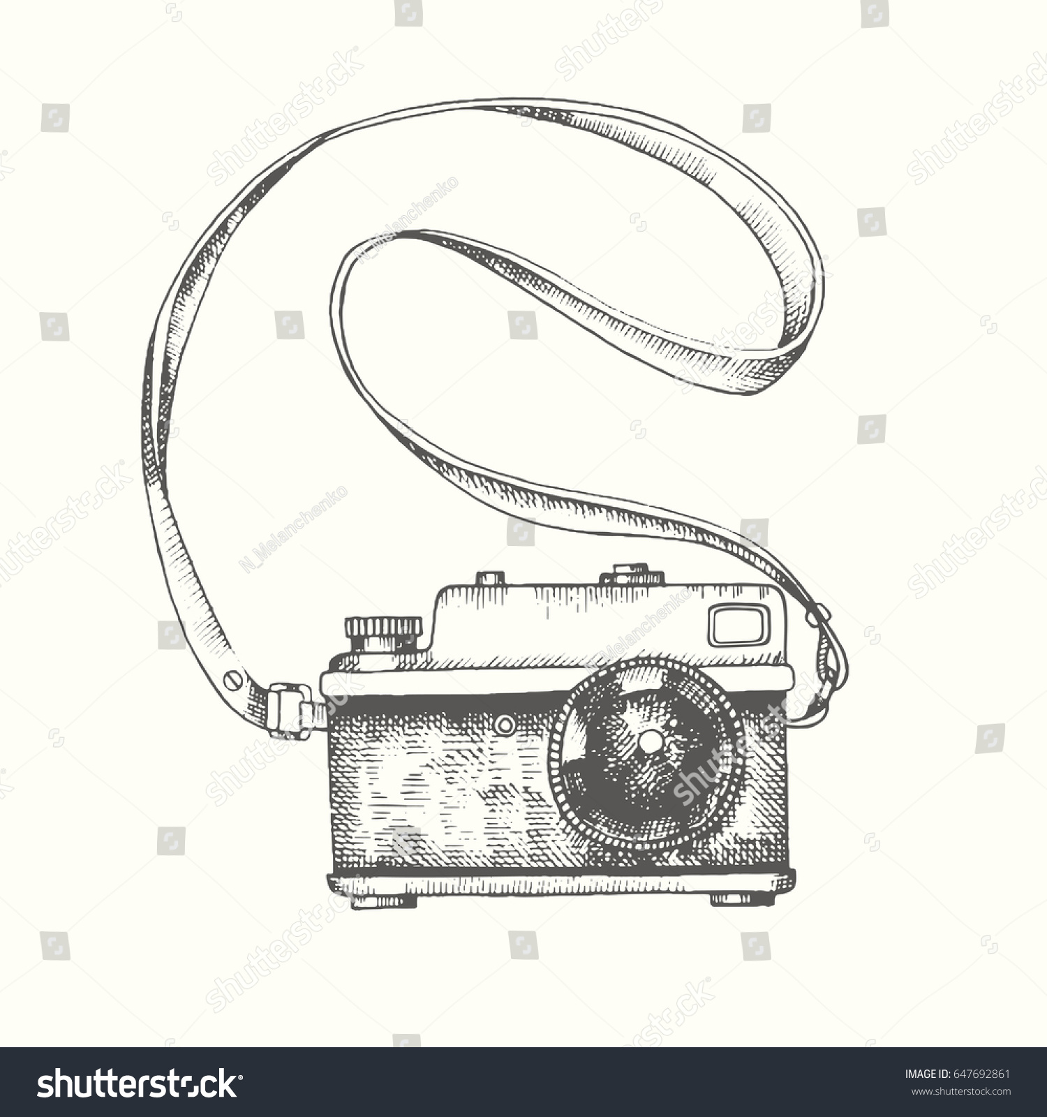 Vector Retro Hand Drawn Camera Sketch Stock Vector (Royalty Free ...