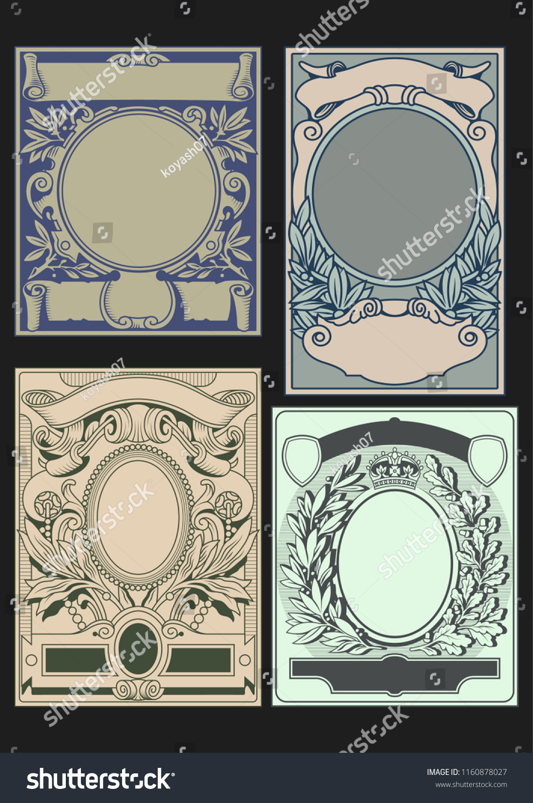 Vector Retro Placards Decorative Backgrounds Engraving Stock Vector ...