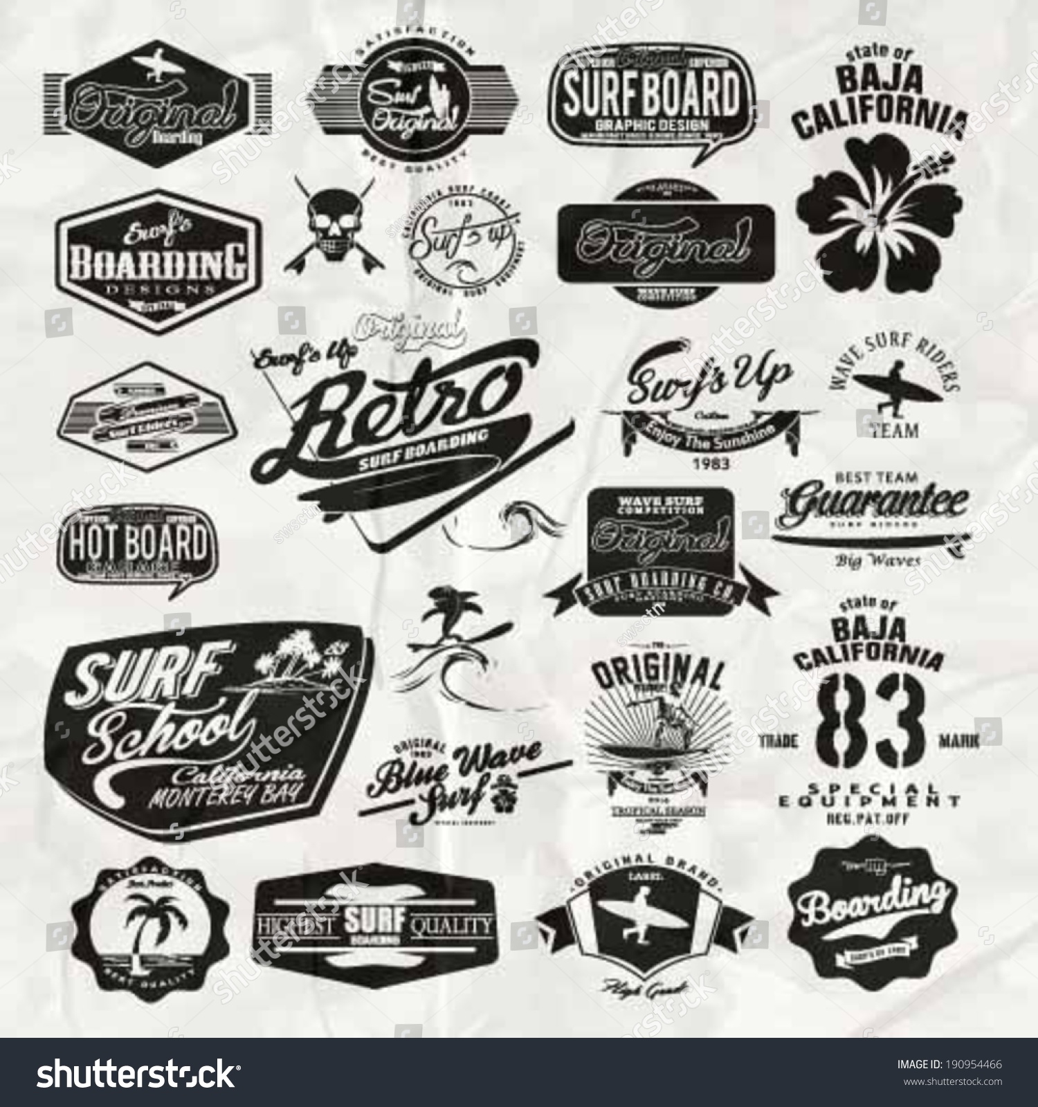 Vector Retro Surf Label Set Stock Vector (Royalty Free) 190954466 ...