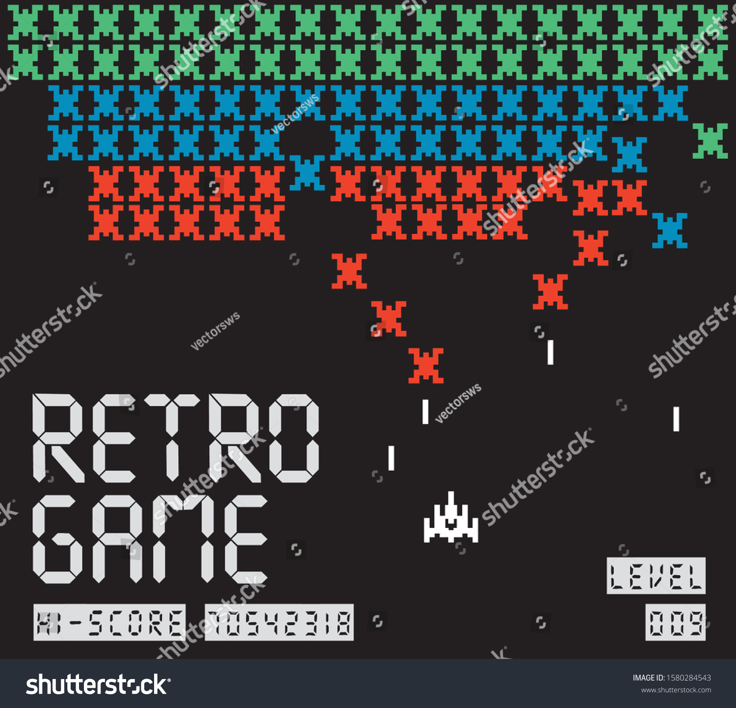 Vector Retro Video Game Screen Slogans Stock Vector (Royalty Free ...