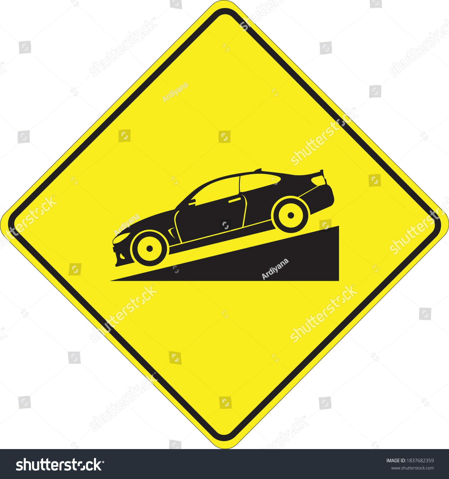 Vector Road Steep Hill Sign Stock Vector (Royalty Free) 1837682359