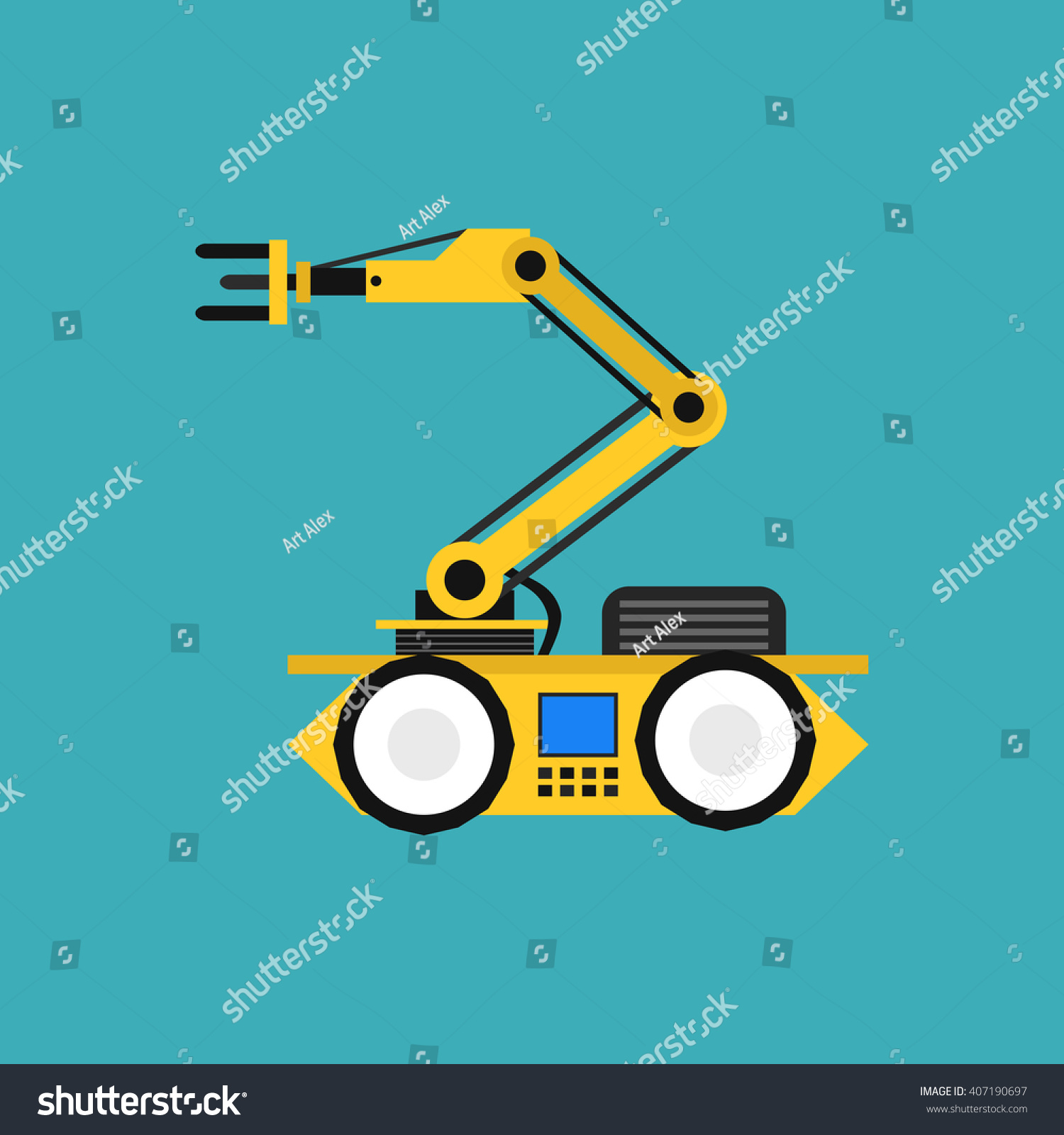 Vector Robotic Arm On Wheels Robot Stock Vector (Royalty Free ...