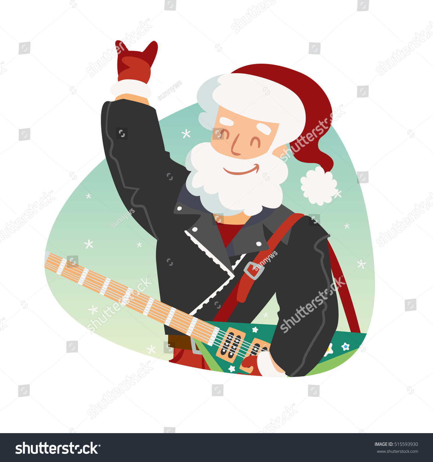 Vector Rock Santa Illustration Stock Vector (Royalty Free) 515593930 ...