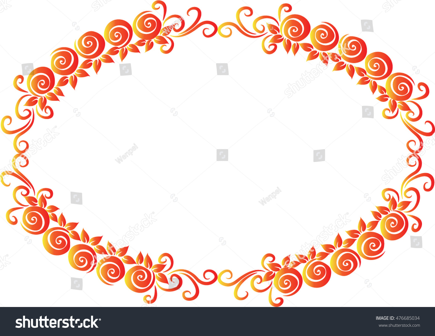 Vector Rose Oval Border Stock Vector (Royalty Free) 476685034 ...