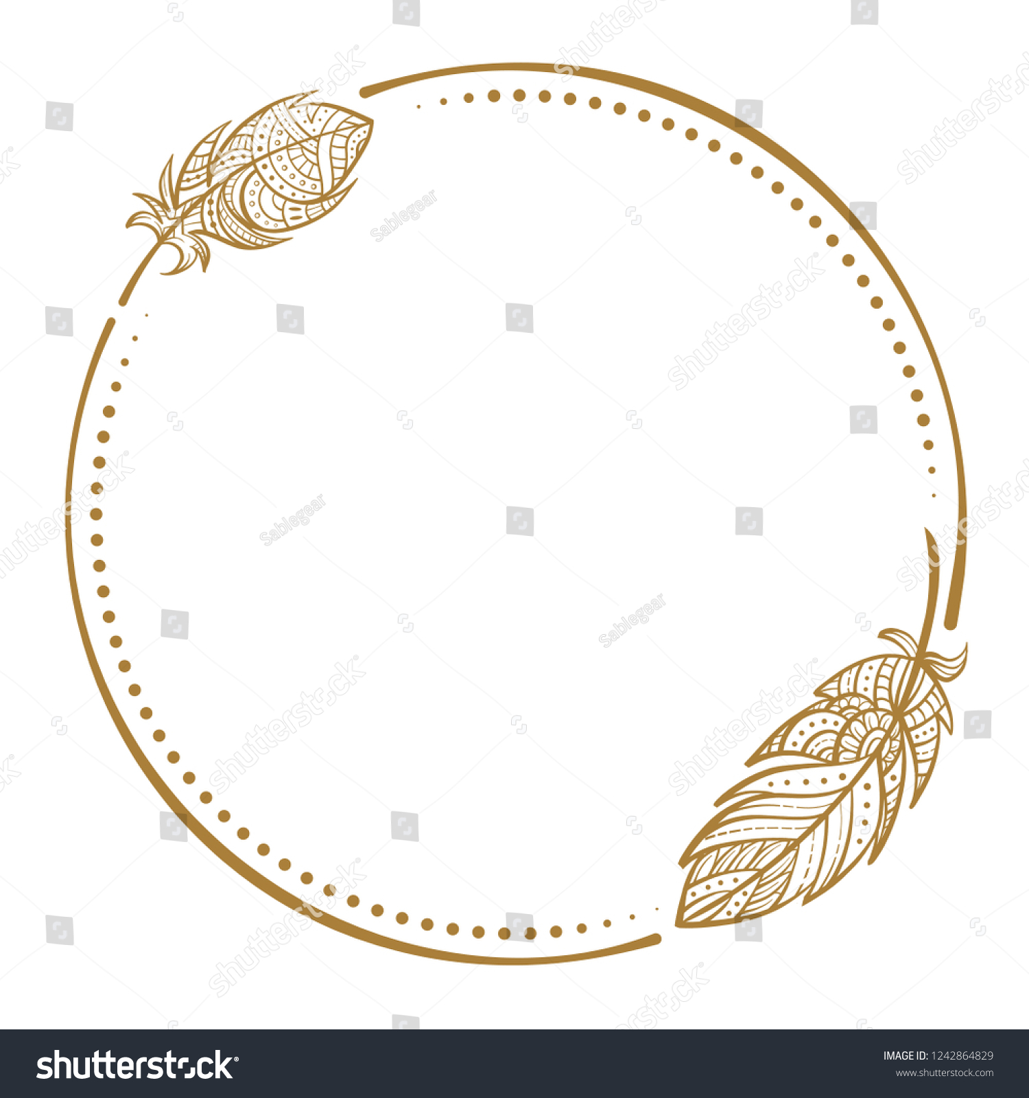 Vector Round Dotted Frame Frame Boho Stock Vector (Royalty Free ...