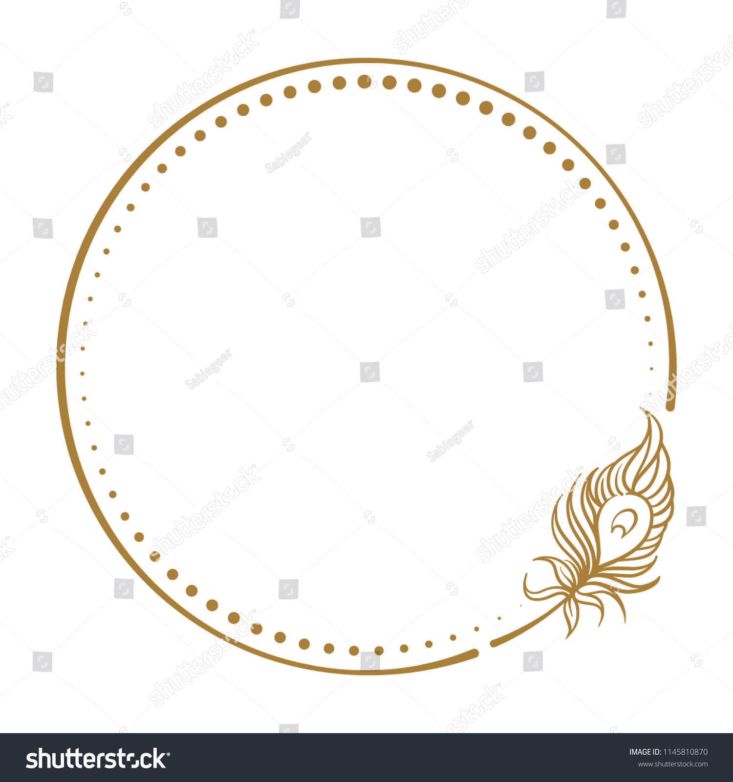Vector Round Dotted Frame Peacock Feather Stock Vector (Royalty Free ...
