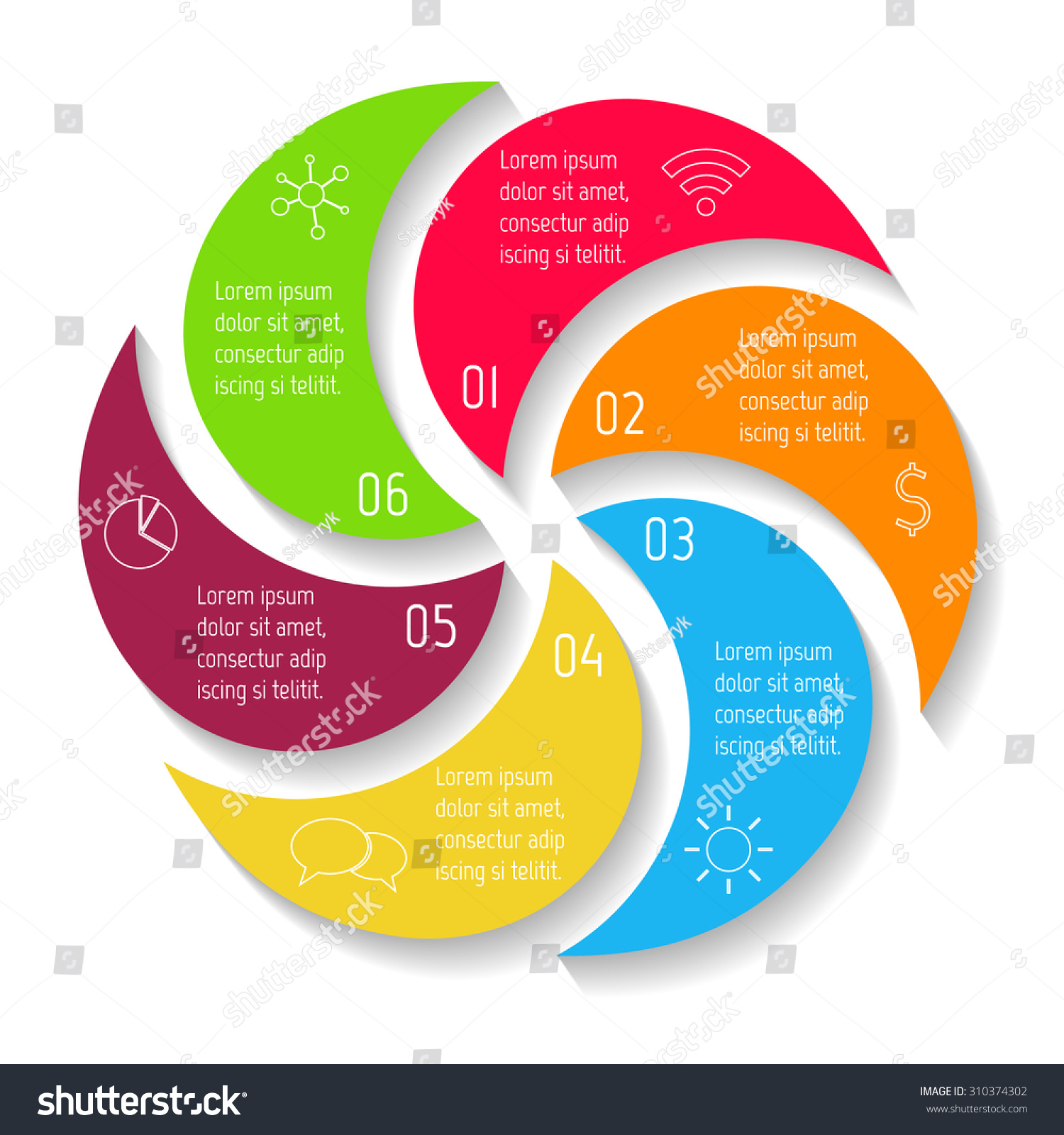 Vector Round Infographic Diagram Circular Connected 스톡 벡터(로열티 프리 ...