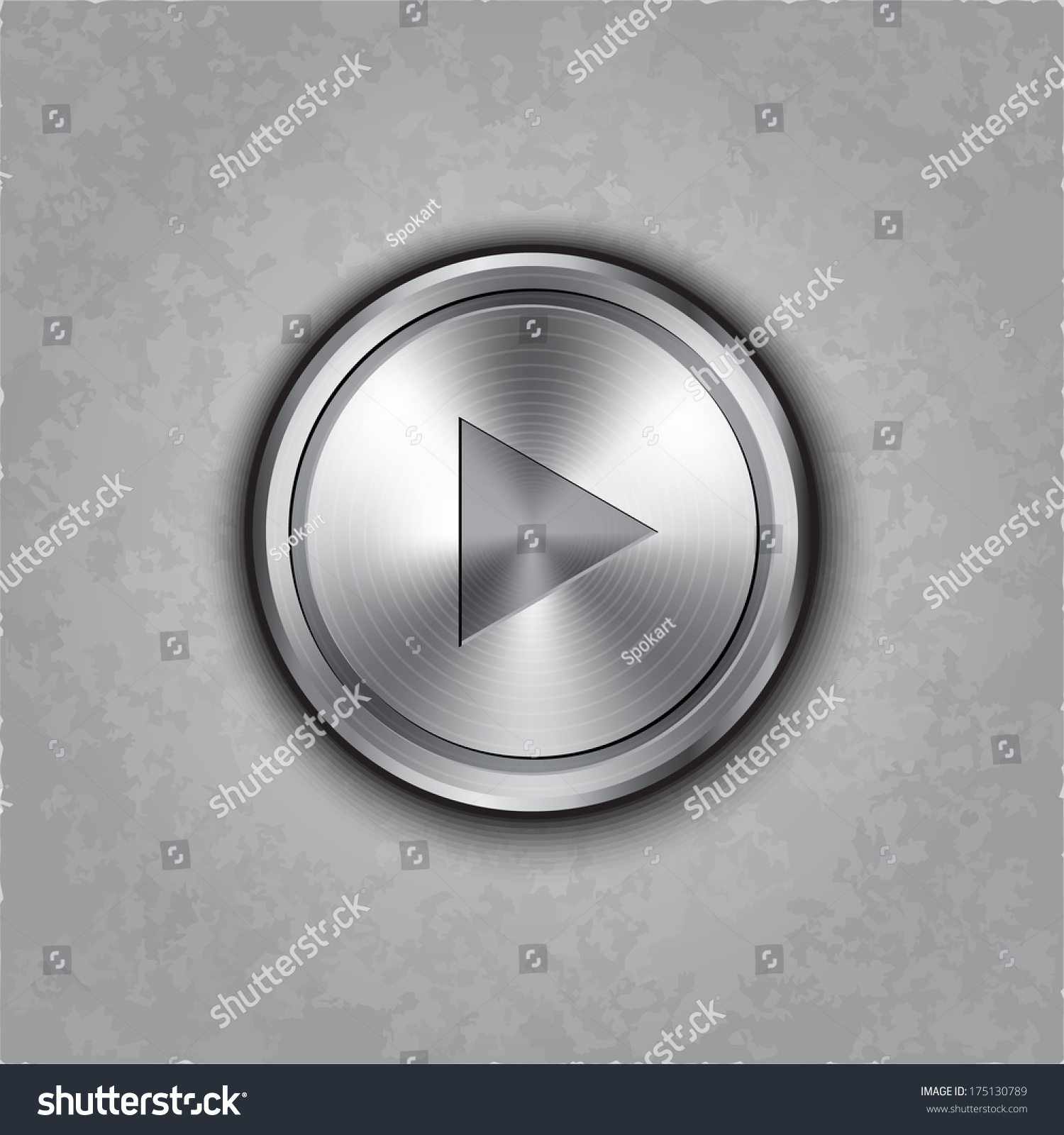 Vector Round Metal Play Button On Stock Vector (Royalty Free) 175130789 ...