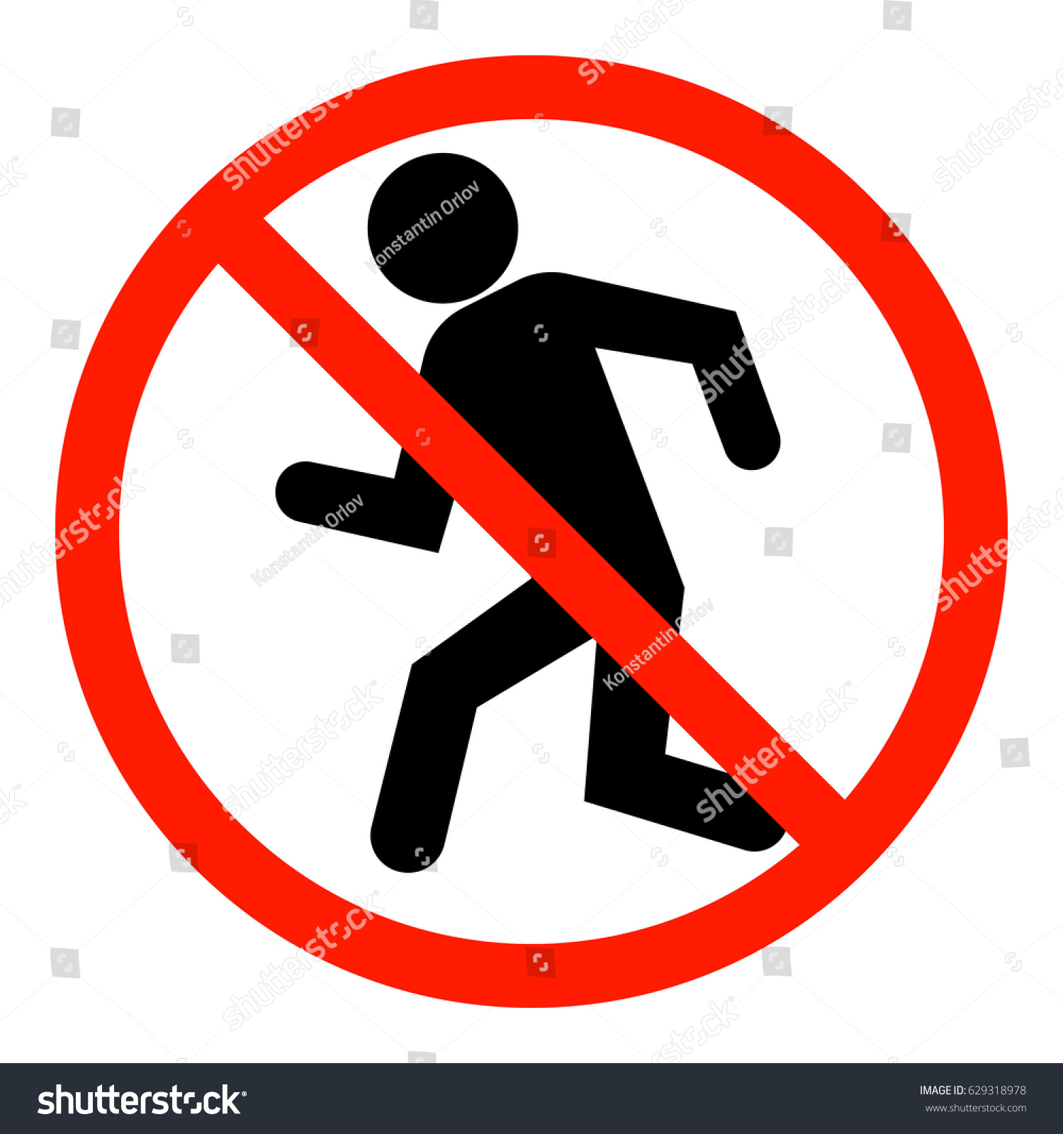 Vector Round Red Sign Man Running Stock Vector (Royalty Free) 629318978 ...