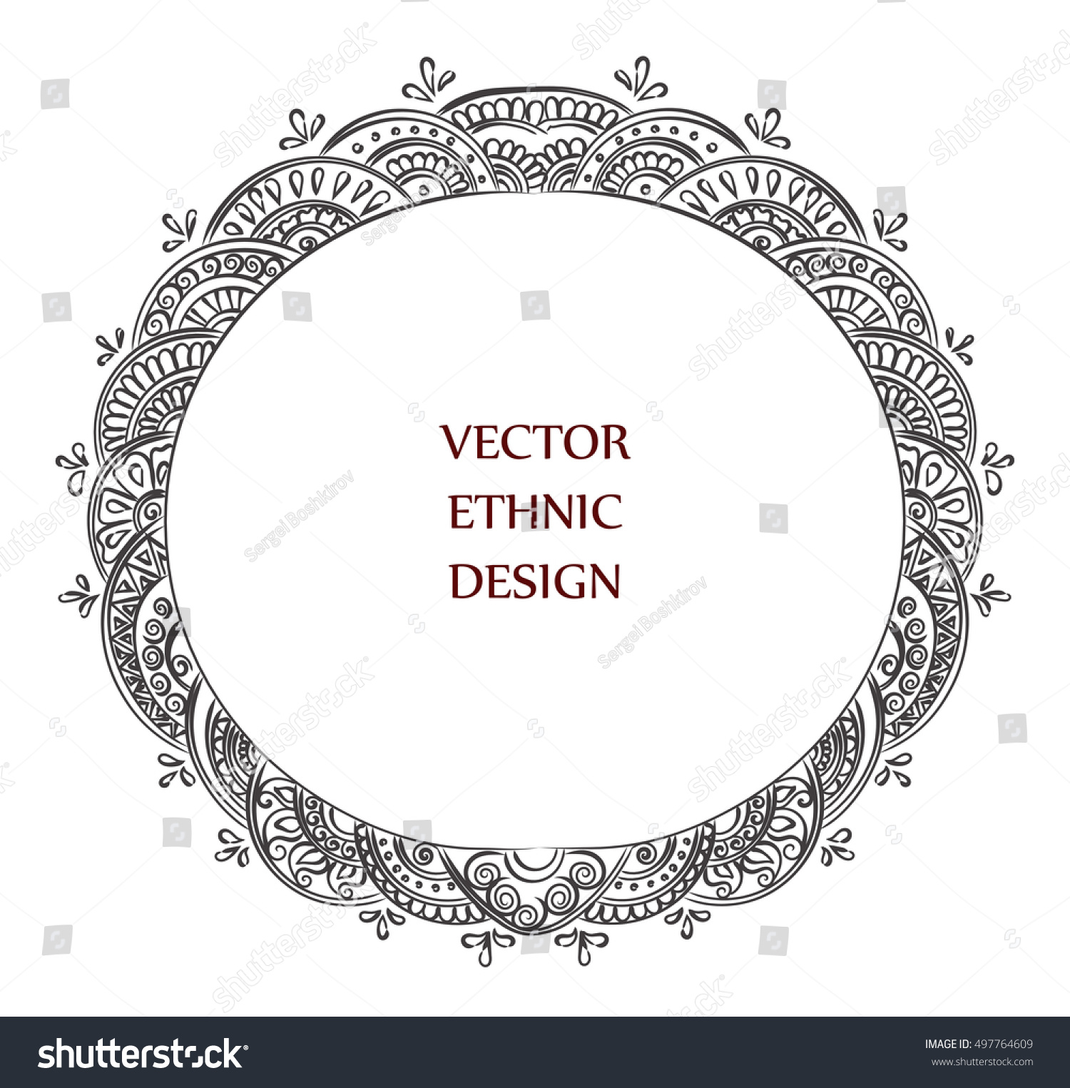 Vector Round Tattoo Henna Frame Isolated Stock Vector (Royalty Free ...