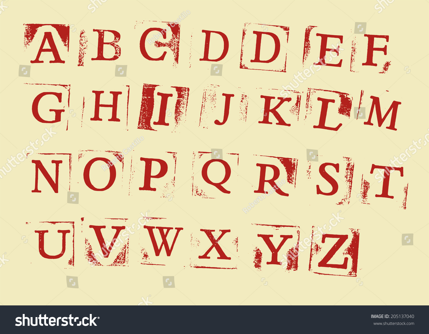 Vector Rubber Stamp Characters Set Stock Vector (Royalty Free) 205137040