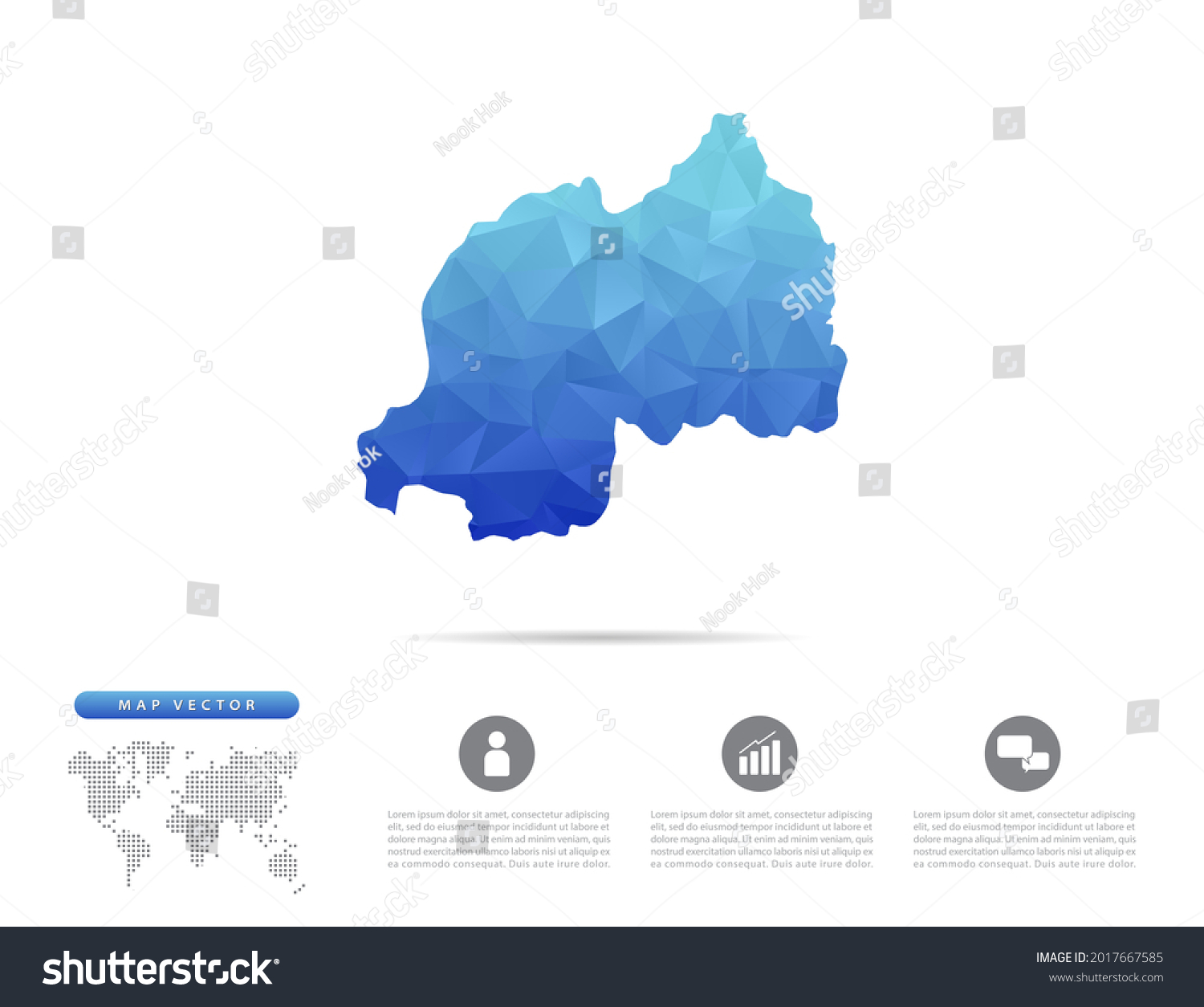 Vector Rwanda Map Blue Polygon Triangle Stock Vector (Royalty Free ...