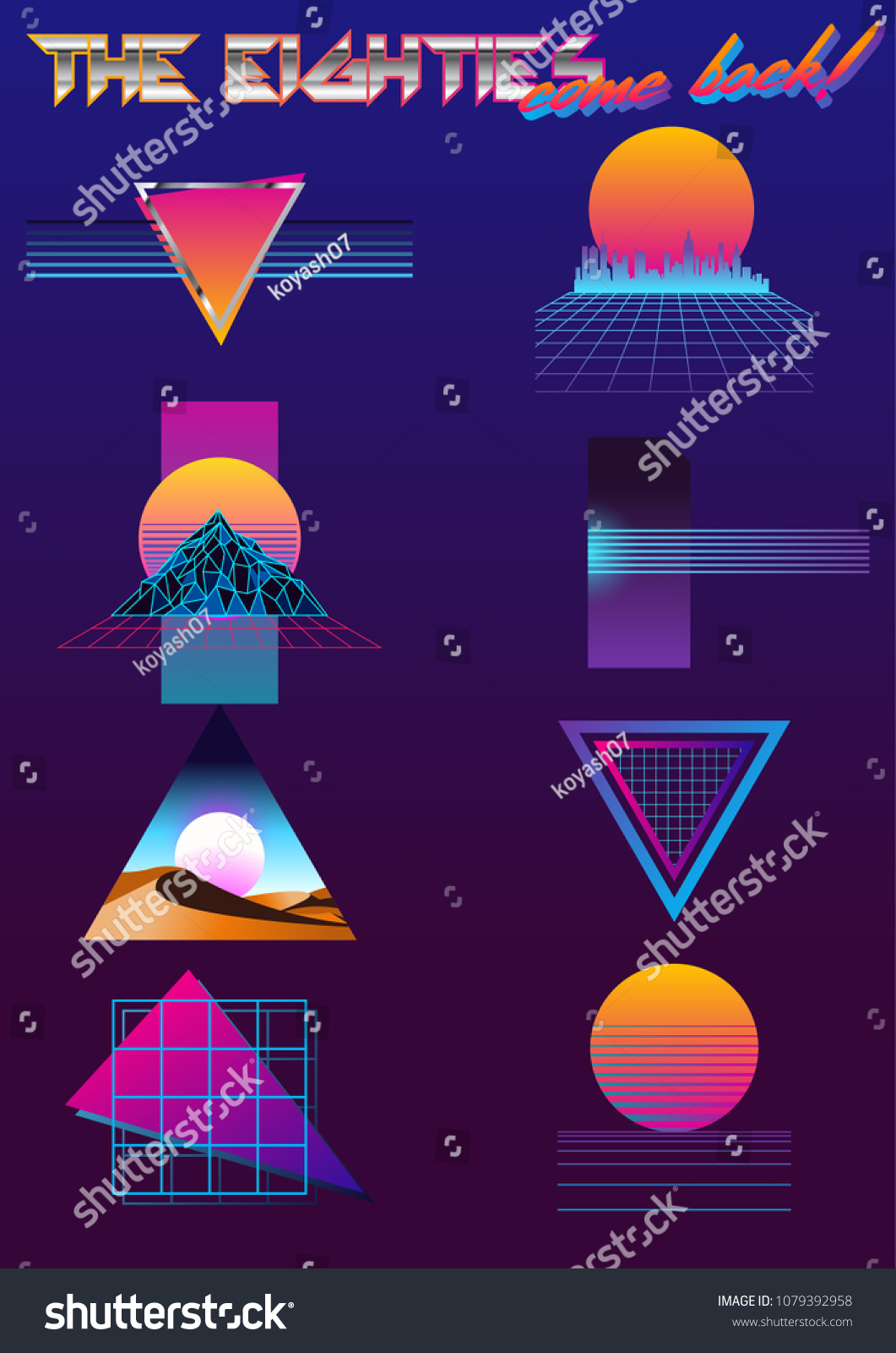 Vector 1980s Synthpop Banner Collection Stock Vector (Royalty Free ...