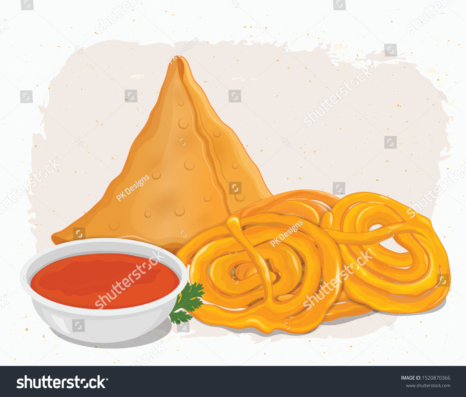 Vector Samosa Jalebi Vector Illustration: เวกเตอร์สต็อก (ปลอดค่า ...