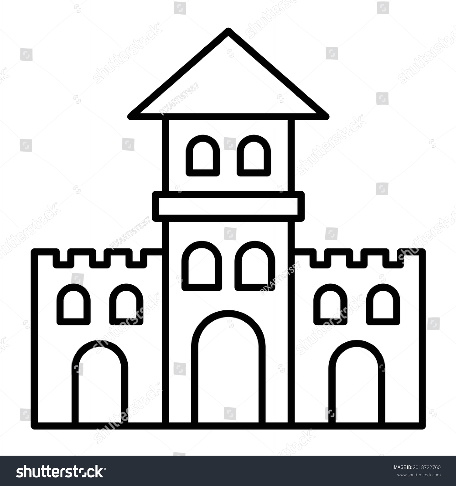 Vector Sand Castle Outline Icon Design Stock Vector (Royalty Free ...