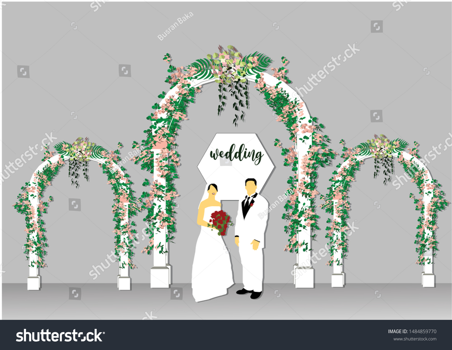 Vector Scene Stage Wedding Decoration Stock Vector (Royalty Free ...