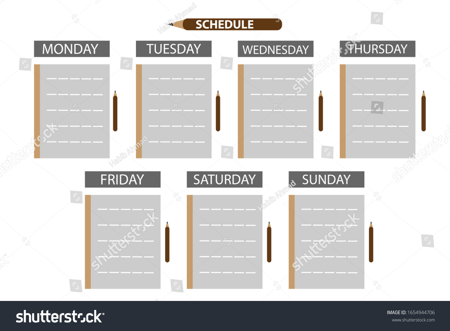 Vector Schedule Template Book Design Stock Vector (Royalty Free ...