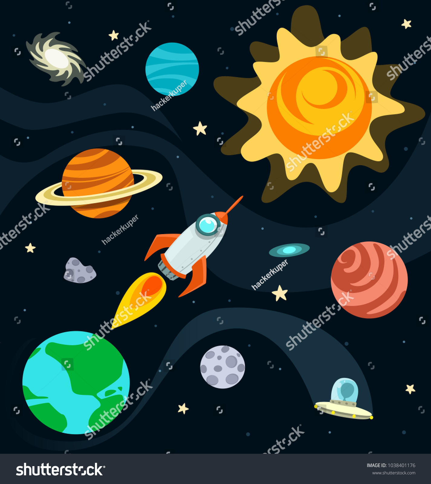 Vector Science Astronomy Cartoon Outer Space: เวกเตอร์สต็อก (ปลอดค่า ...