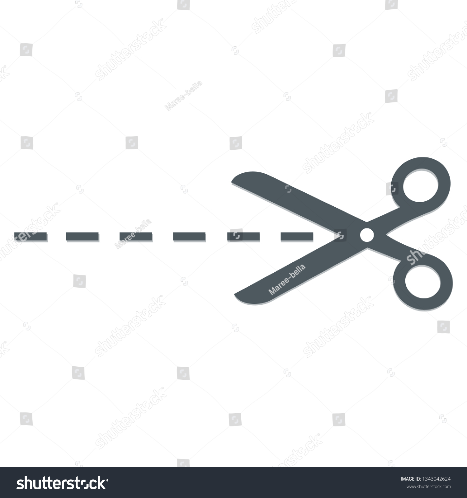 Vector Scissors Cut Lines Isolated On Stock Vector (Royalty Free ...