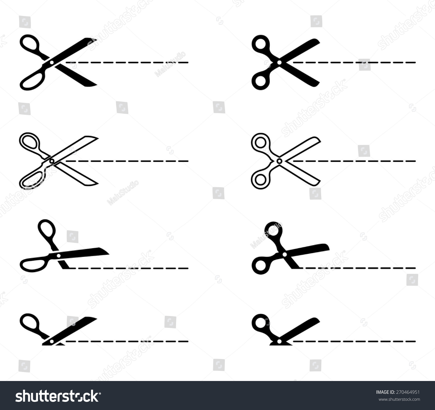 Vector Scissors Cut Lines Vector Set Stock Vector (Royalty Free ...