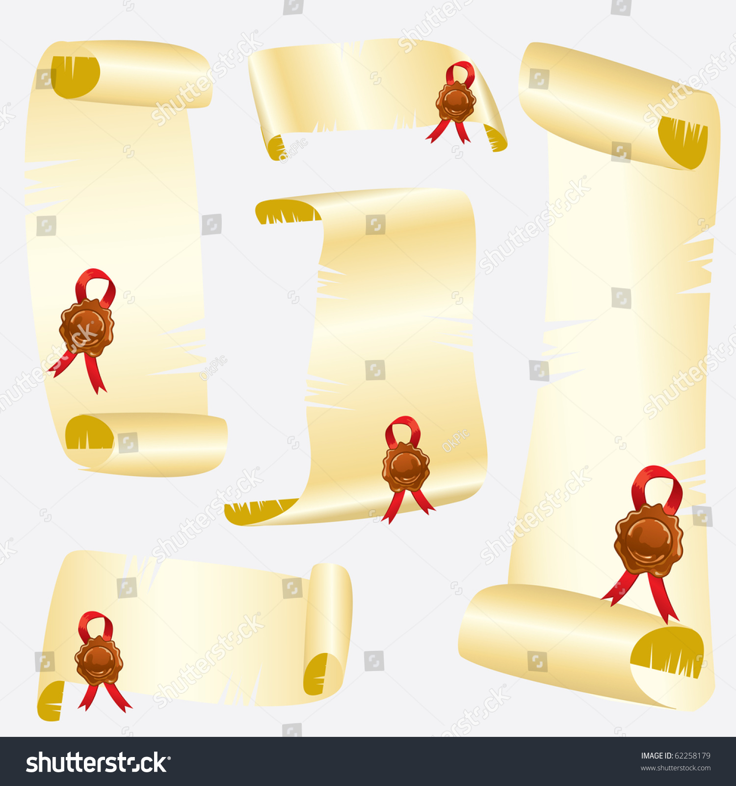 Vector Scrolls Wax Stamps Stock Vector (Royalty Free) 62258179 ...