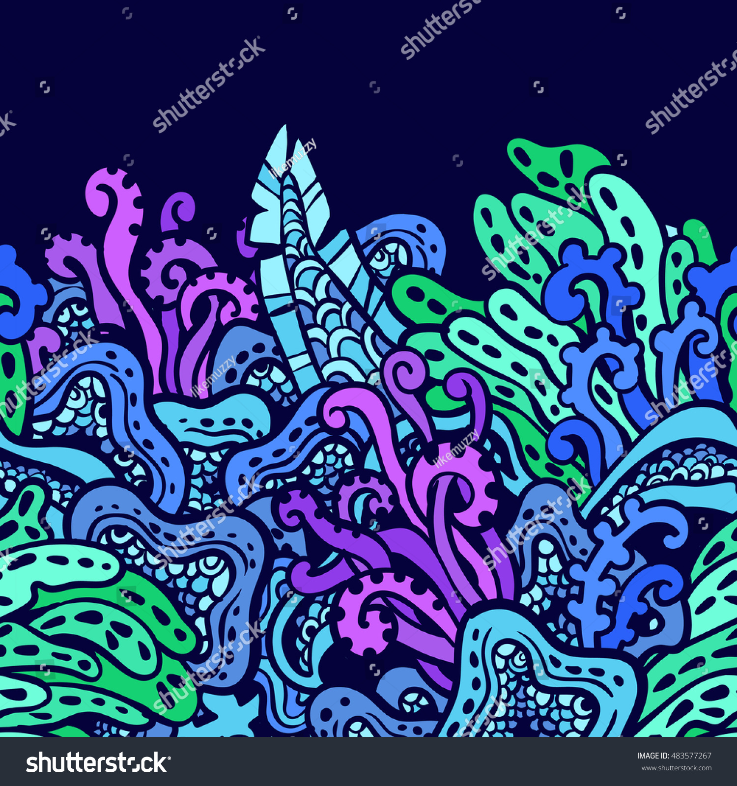 Vector Sea Design Seaweed Pattern Vector Stock Vector (Royalty Free ...