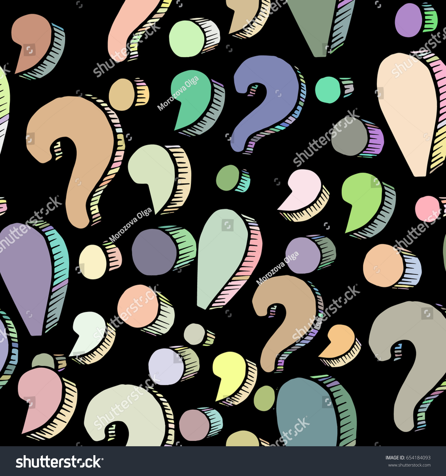 Vector Seamless Background Cartoon Punctuation Marks Stock Vector ...